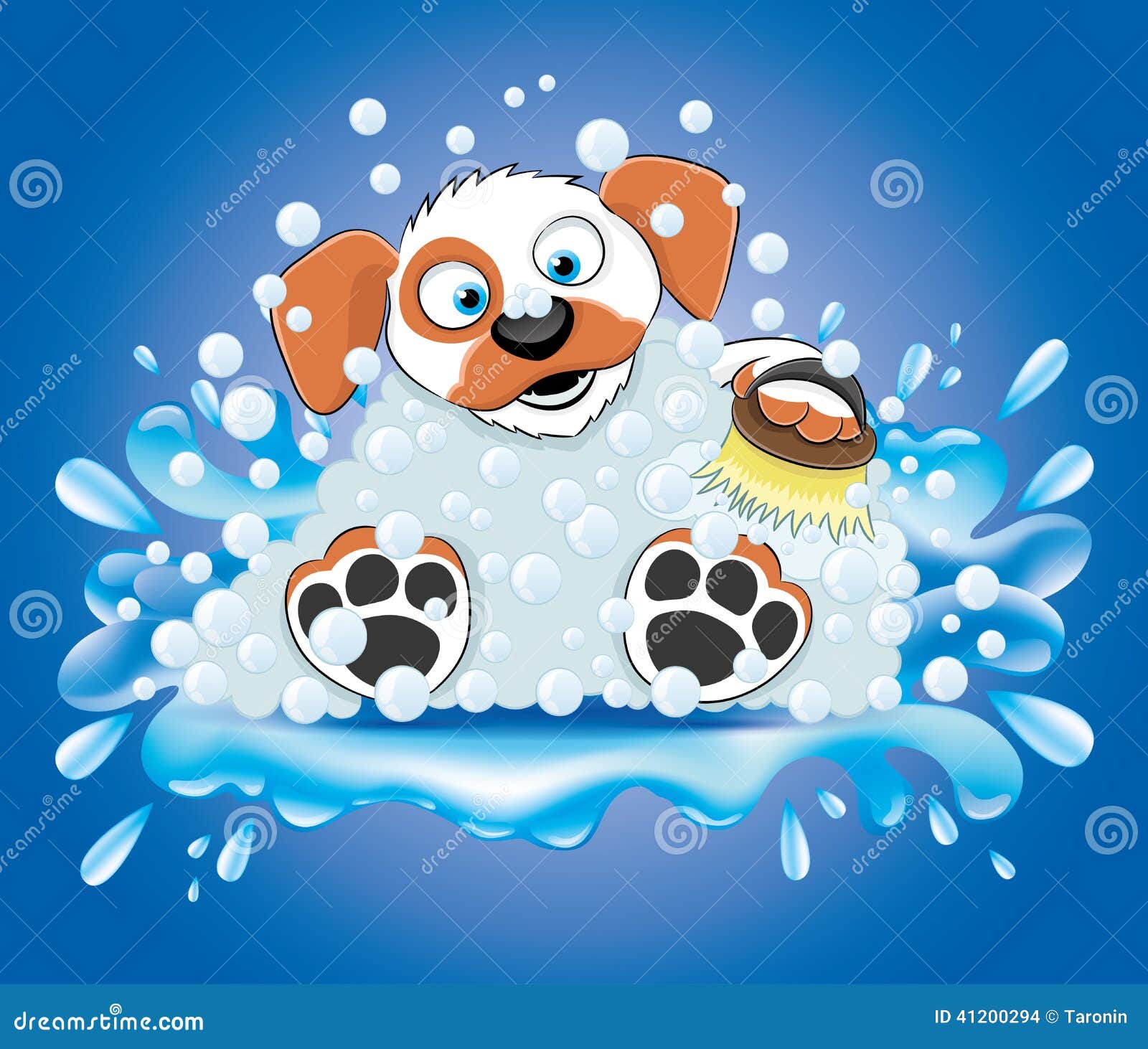 Bathing dog. stock vector. Illustration of shampoo, cartoon - 41200294