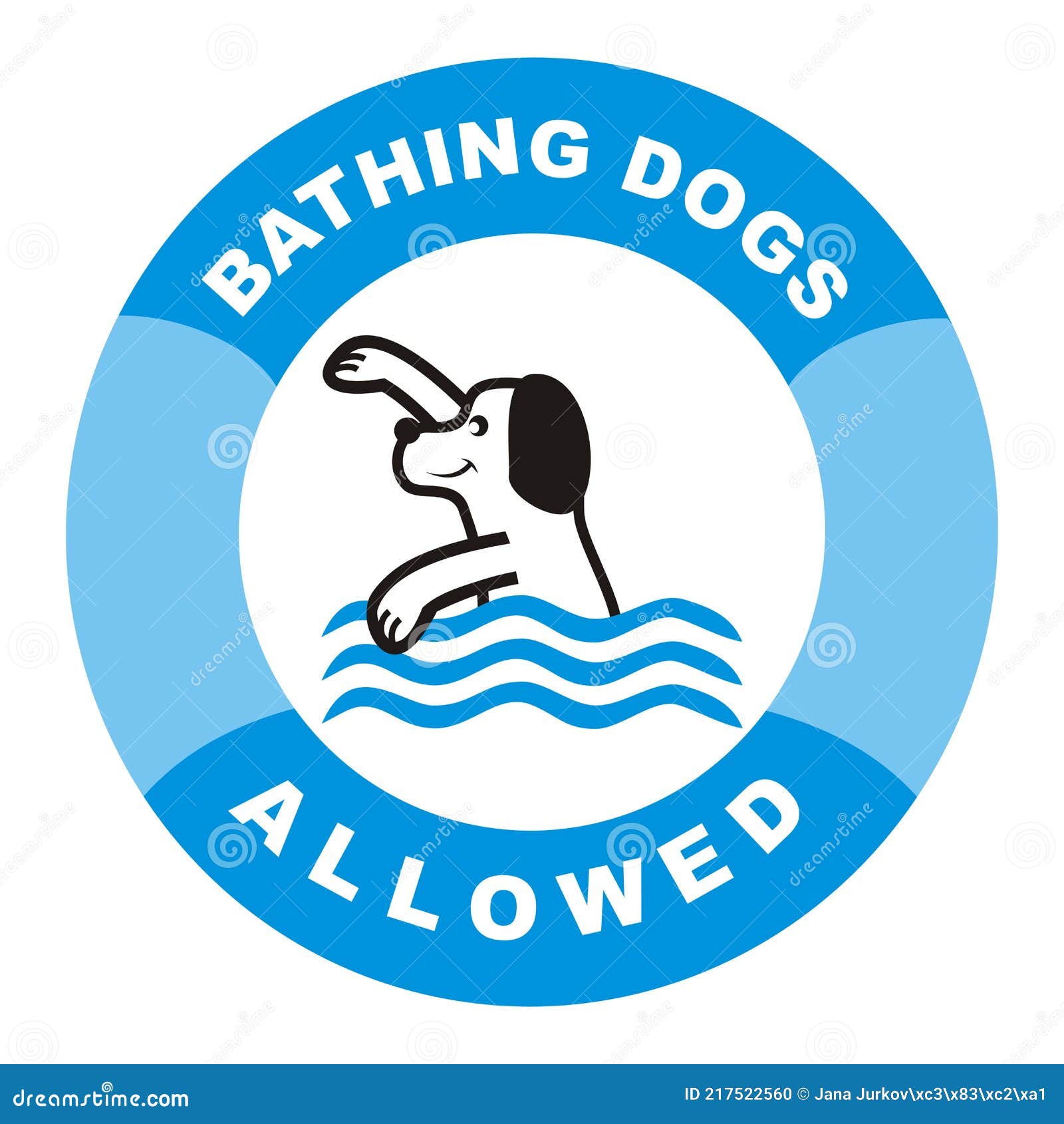 Bathing Dogs Allowed. Blue Frame. Vector Sign. Stock Vector ...