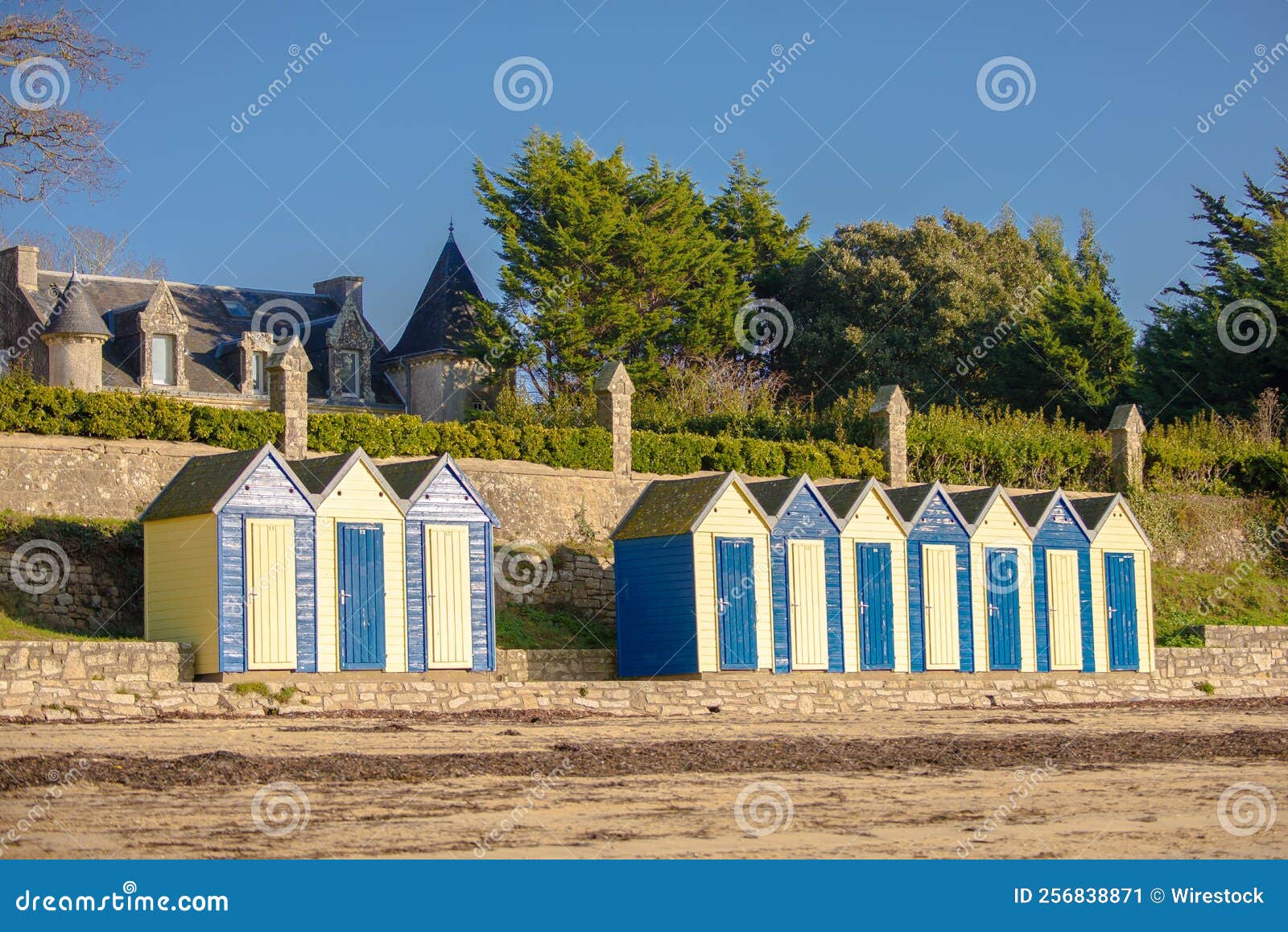 Bathing hut on the beach stock image. Image of colorful - 256838871