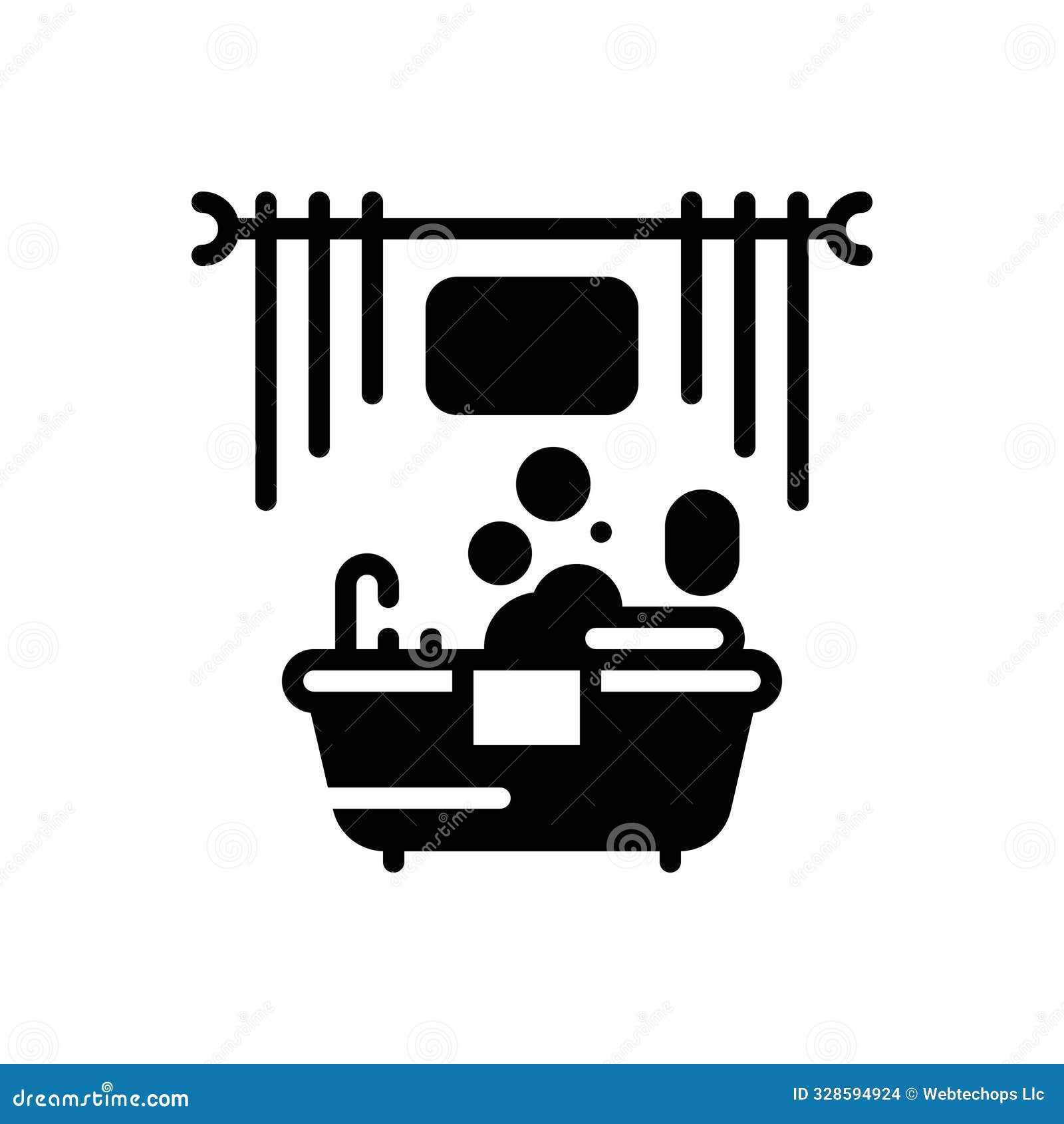 Black Solid Icon for Bathing, Taking Bath and Soaping Stock ...