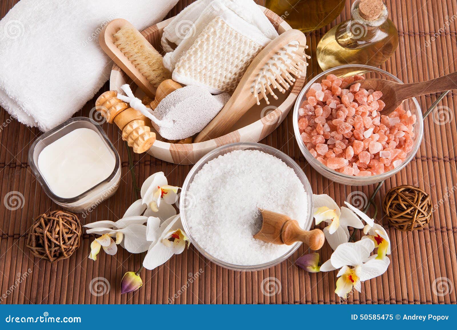 Bathing Spa Kit with Sea Salt Stock Image - Image of illuminated, renew ...