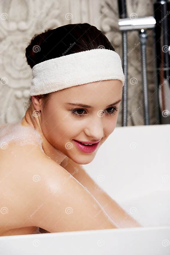 Bathing Woman Relaxing In Bath Stock Image Image Of Face Relax