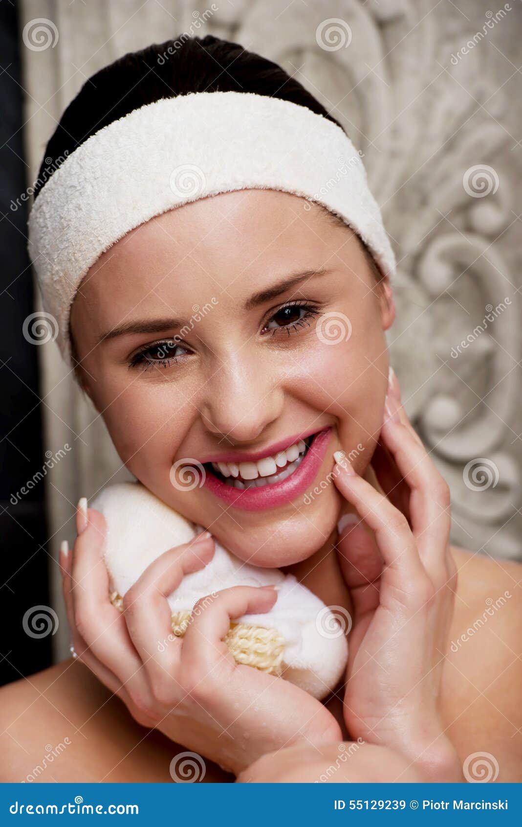 Bathing Woman Relaxing with Sponge. Stock Image - Image of beautiful ...