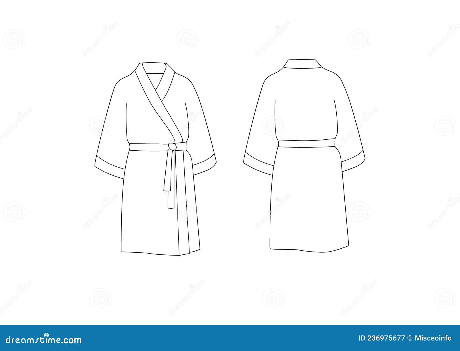 Bathrobe, Vector Art. Bathrobe Technical Drawing. Stock Vector ...