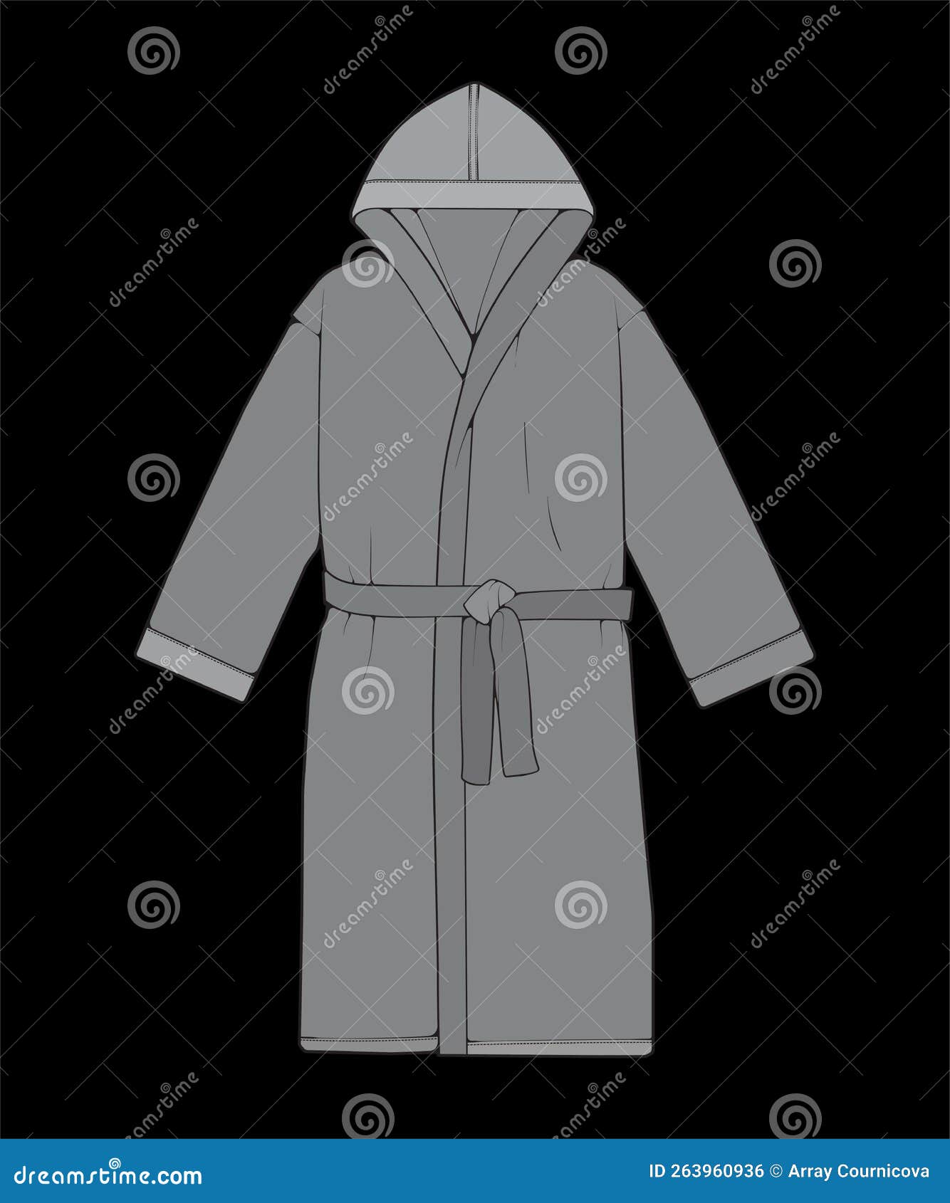 Bathrobe Vector Coloring . Coloring Vector Bathrobe Isolated on Black ...