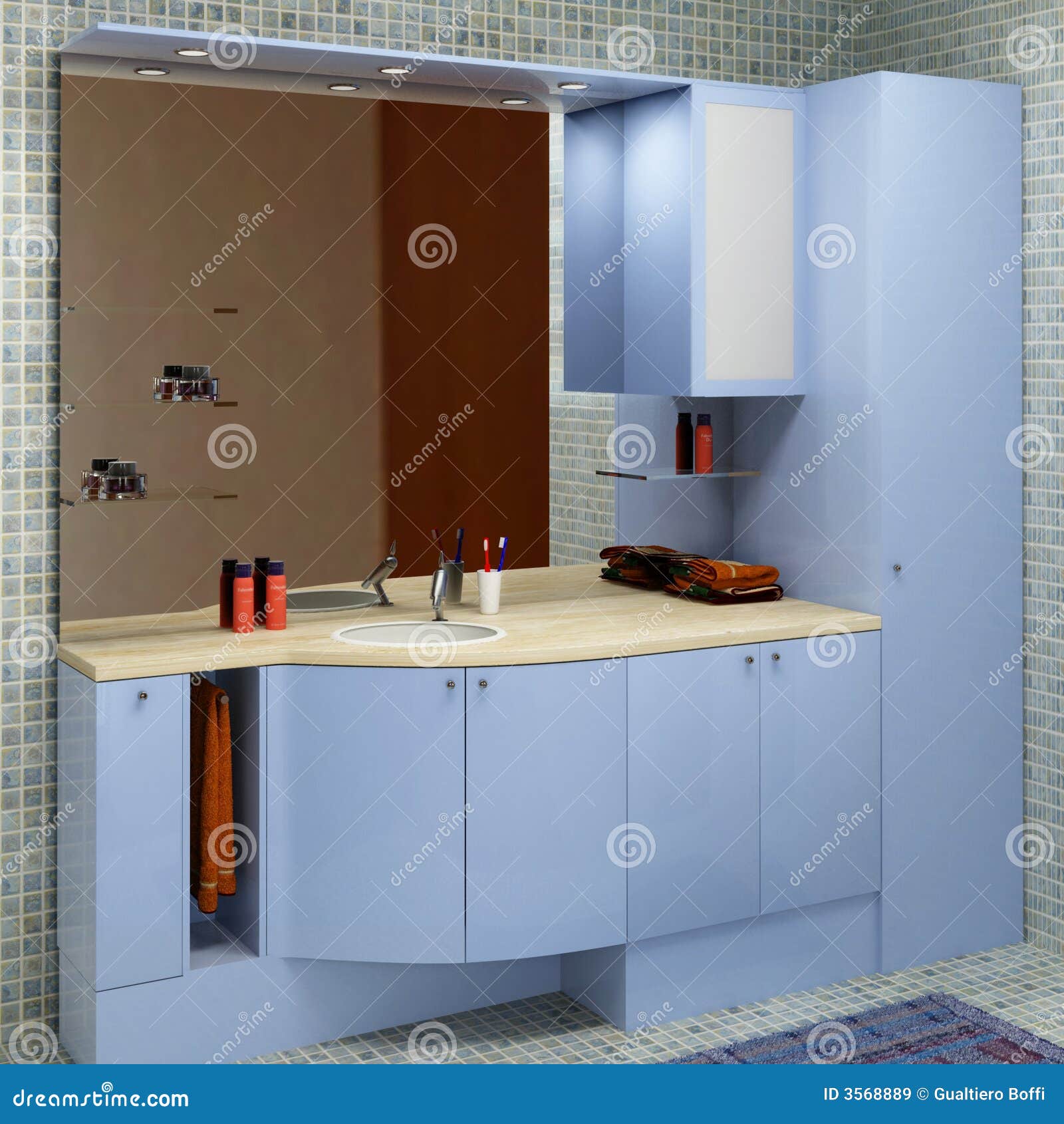 Bathroom stock image. Image of blue, sotn, wall, bath - 3568889