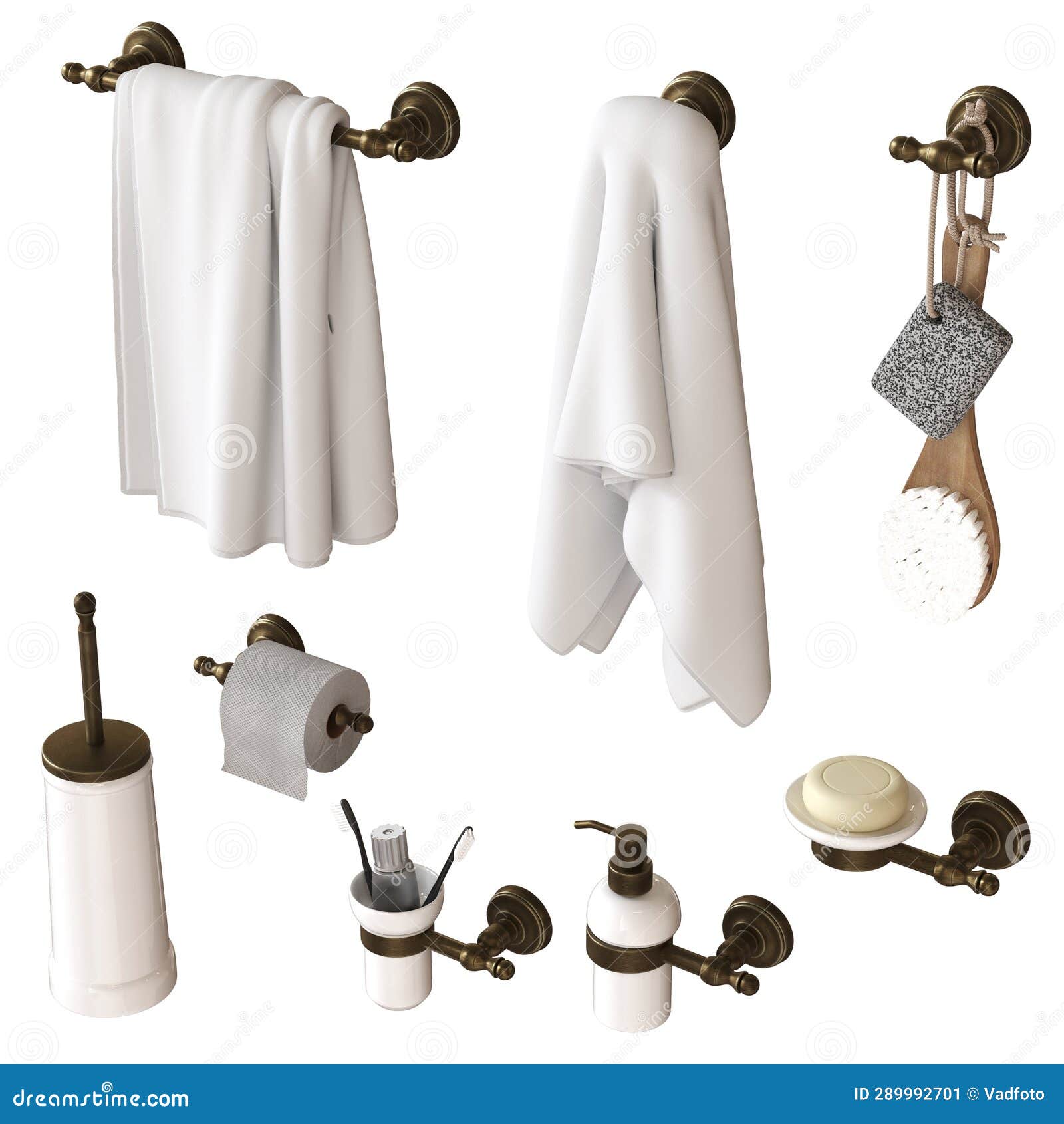 Bathroom Accessories Isolated on White Background Stock Illustration - Illustration of cosmetic ...