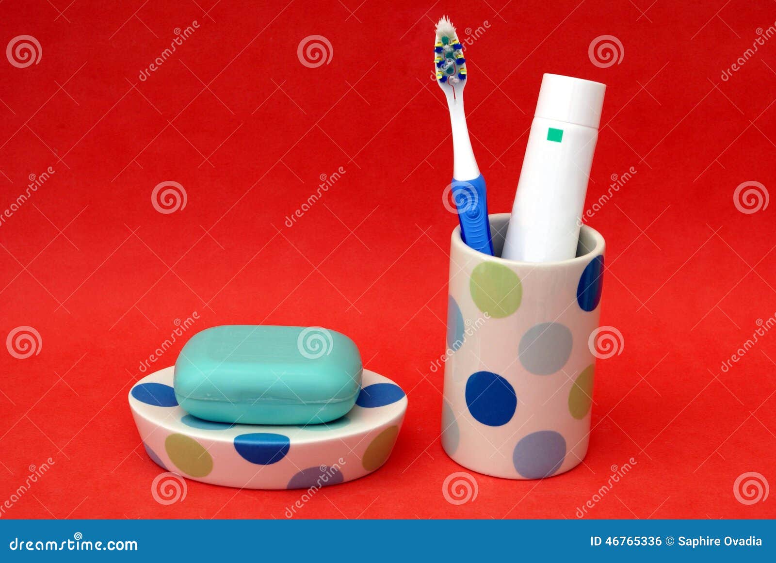 Bathroom Accessories. Soap Tablet, Toothpaste, & Toothbrush Stock Photo ...