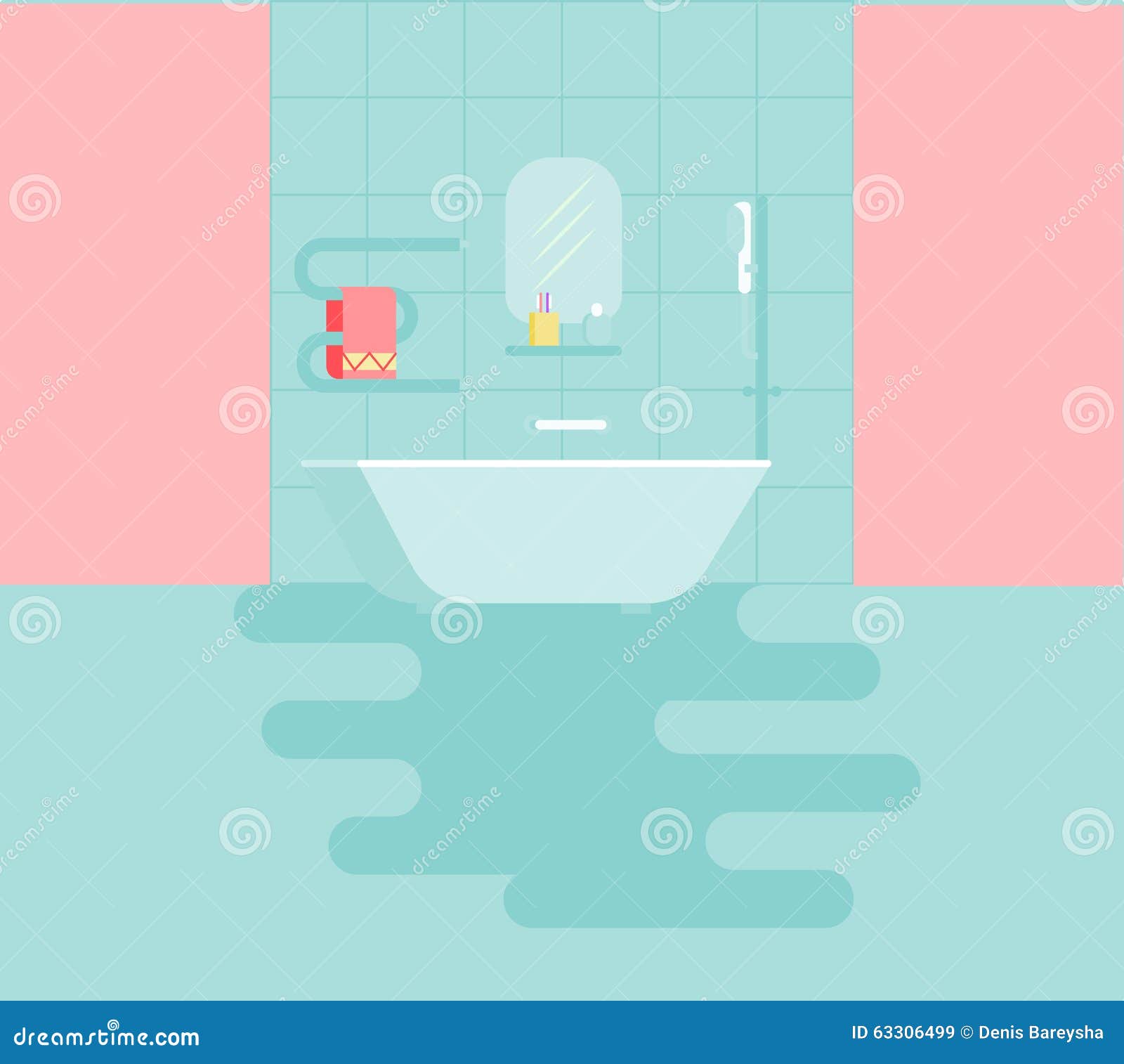 Bathroom With Amenities Cartoon Vector | CartoonDealer.com #63306499