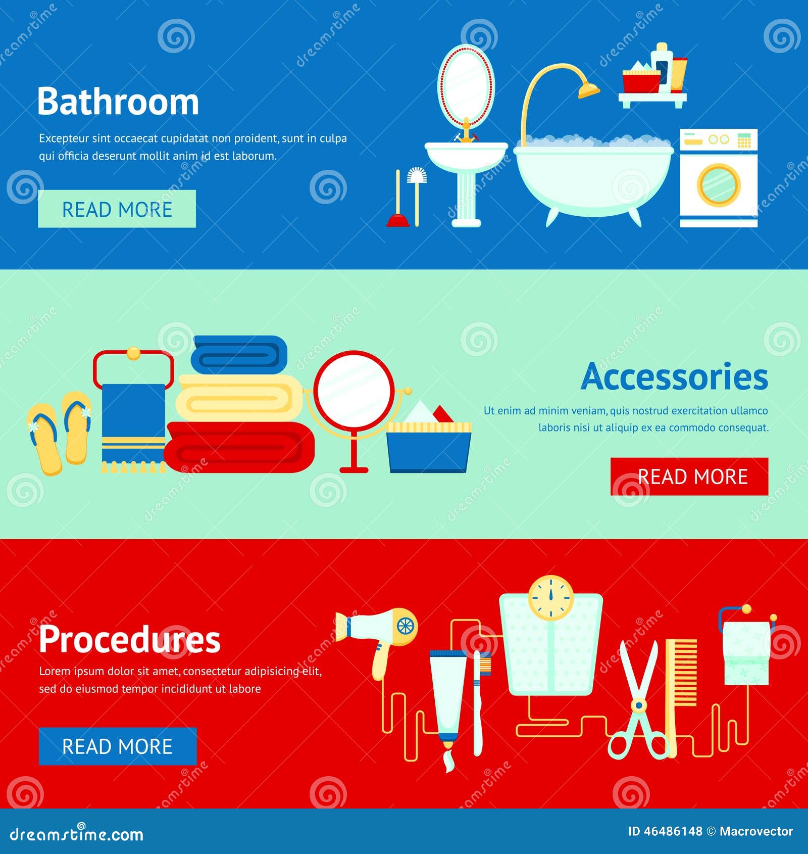 Bathroom banner set stock vector. Illustration of design - 46486148