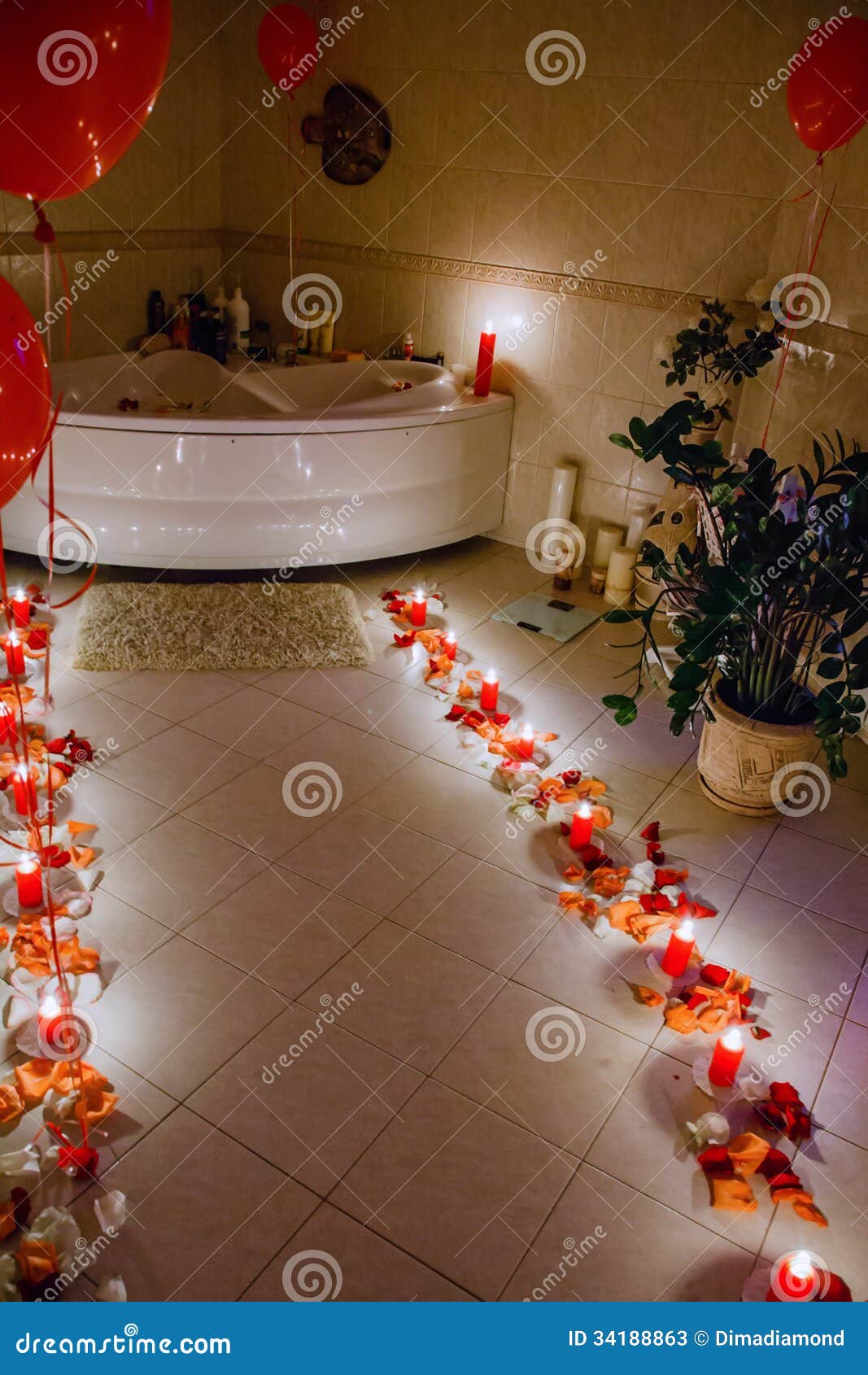 Bathroom by candlelight stock image. Image of flower - 34188863