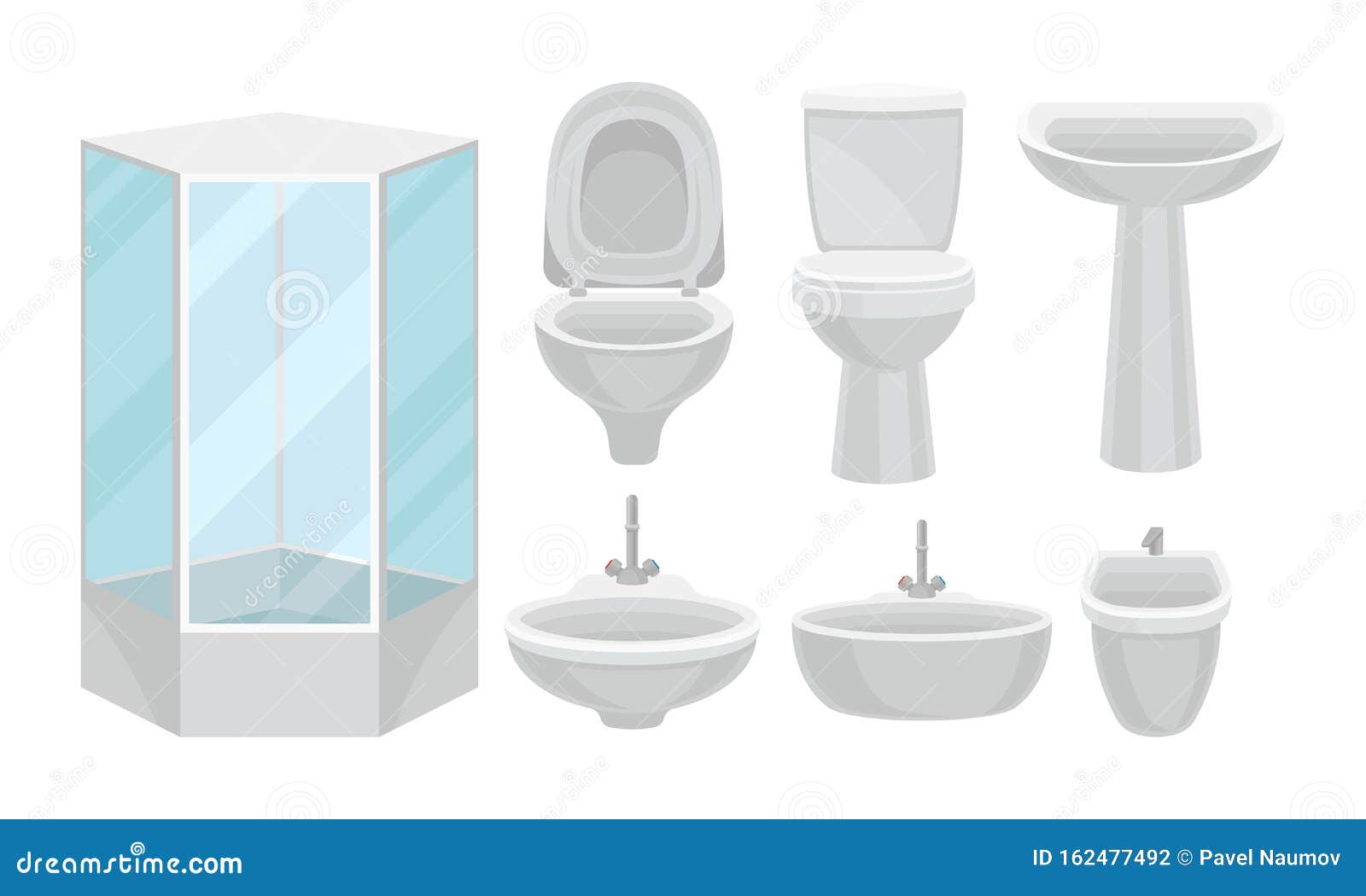 Bathroom Ceramic Shiny Objects Vector Illustrated Set Stock Vector ...