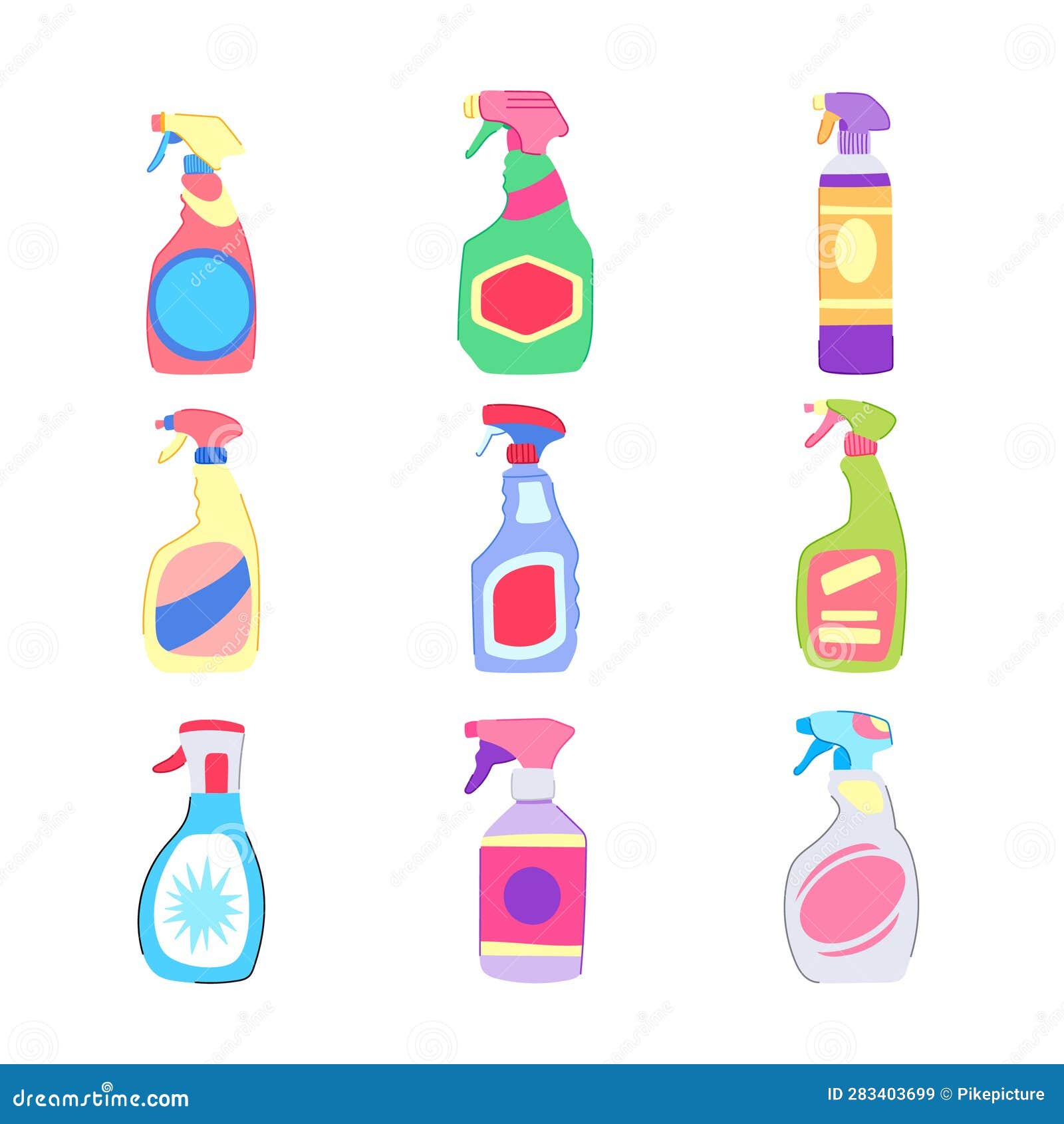 Bathroom Cleaner Set Cartoon Vector Illustration Stock Illustration ...