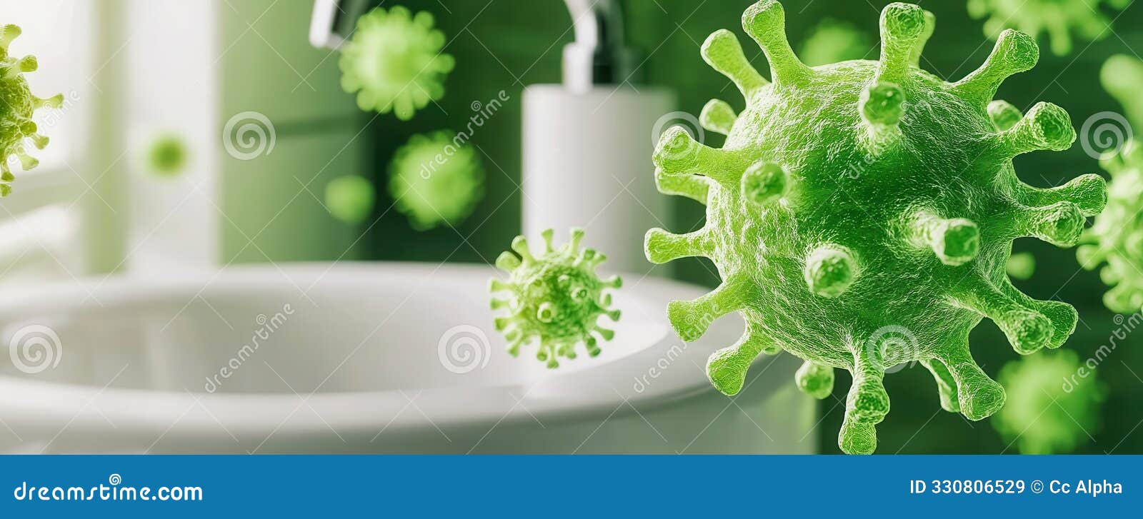 Bathroom Covered with Bacteria and Germs, Highlighting Hygiene Concerns ...