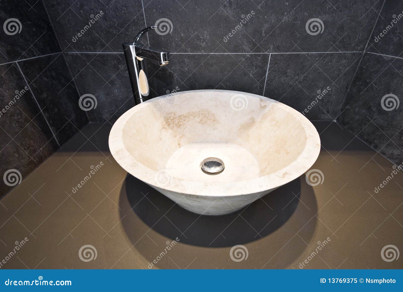 Bathroom Detail with Round Marble Wash Basin Stock Image - Image of ...