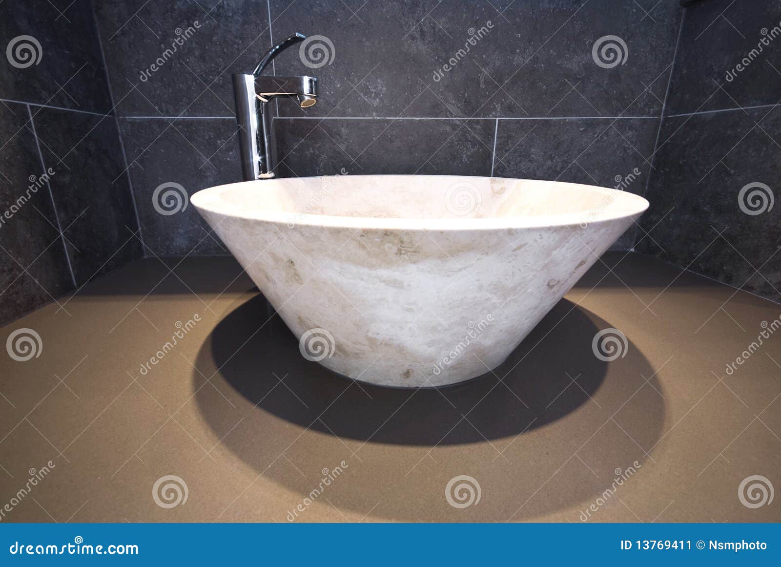Bathroom Detail with Round Marble Wash Basin Stock Image - Image of ...