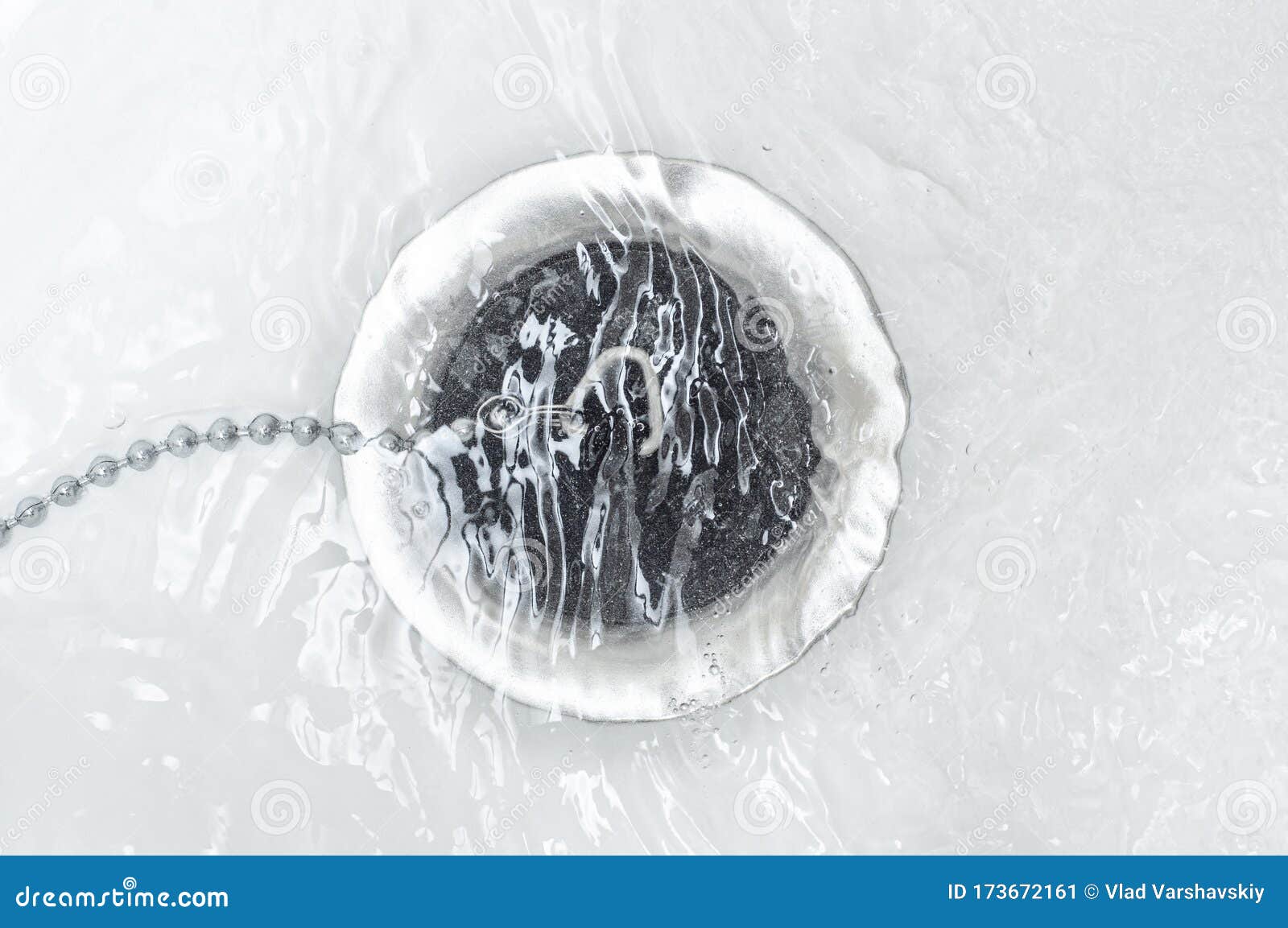 The Bathroom Drain is Covered with a Rubber Plug Under Water Stock ...