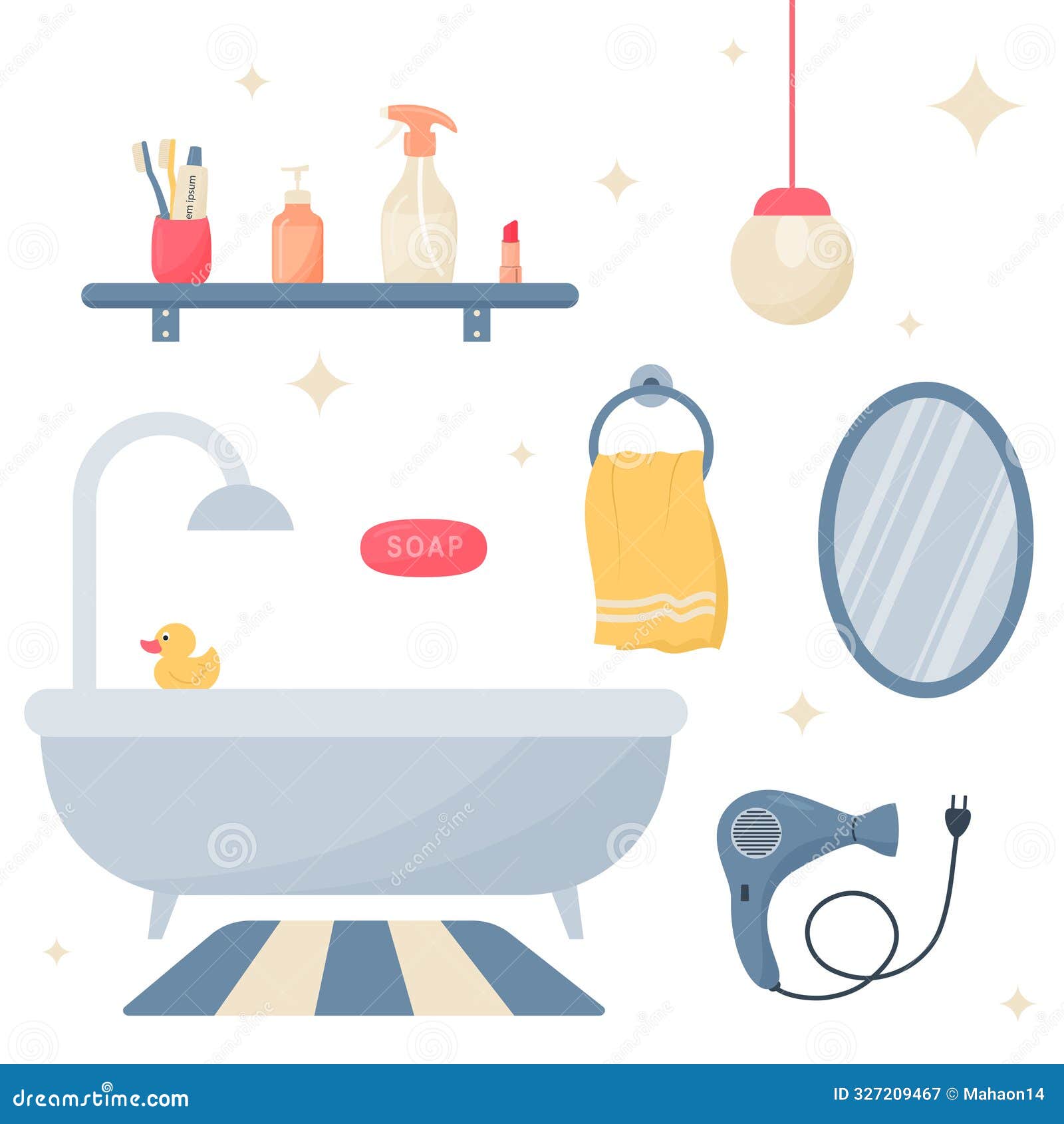 Bathroom elements set stock illustration. Illustration of accessory ...