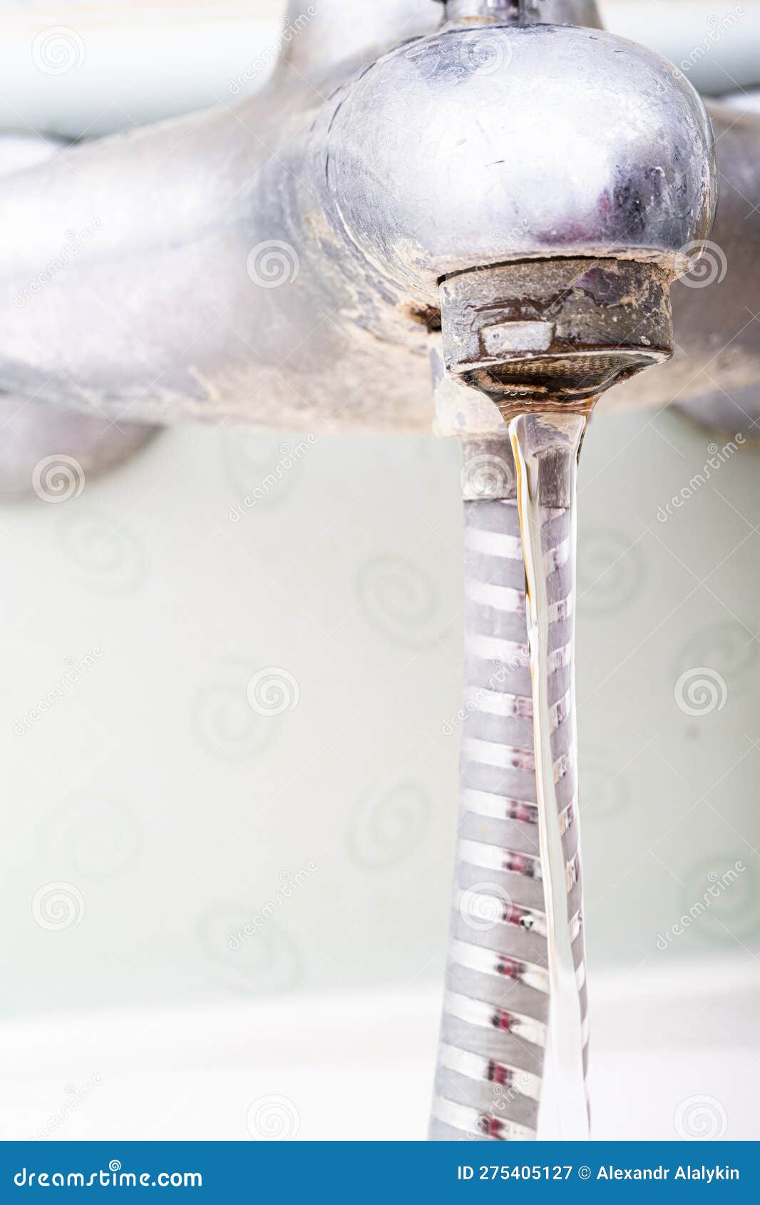 Bathroom Faucet Old Dirty in Plaque and Rust, Dirty Water Stock Image ...