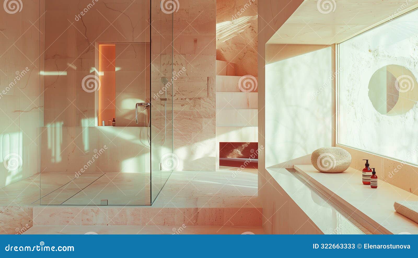 The Bathroom is Finished with Limestone Stone, Stock Image - Image of ...