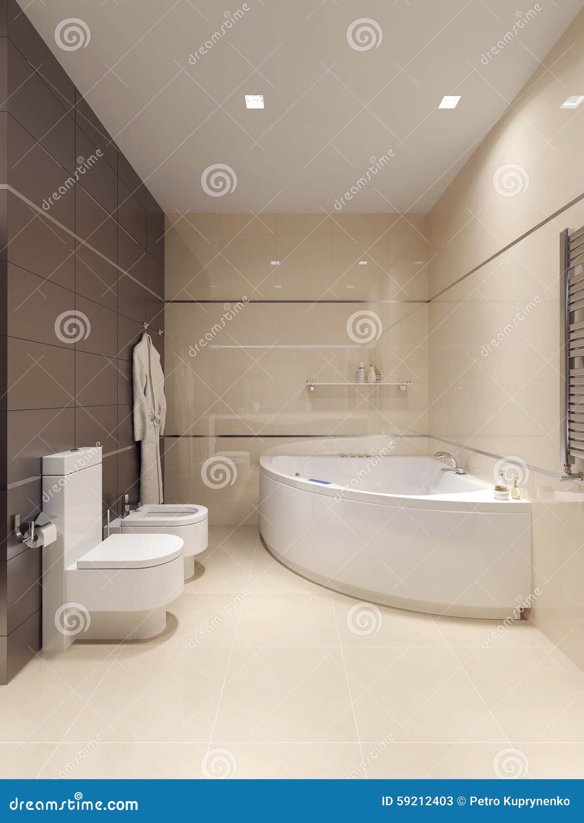 Bathroom in High-tech Style Stock Illustration - Illustration of corner ...