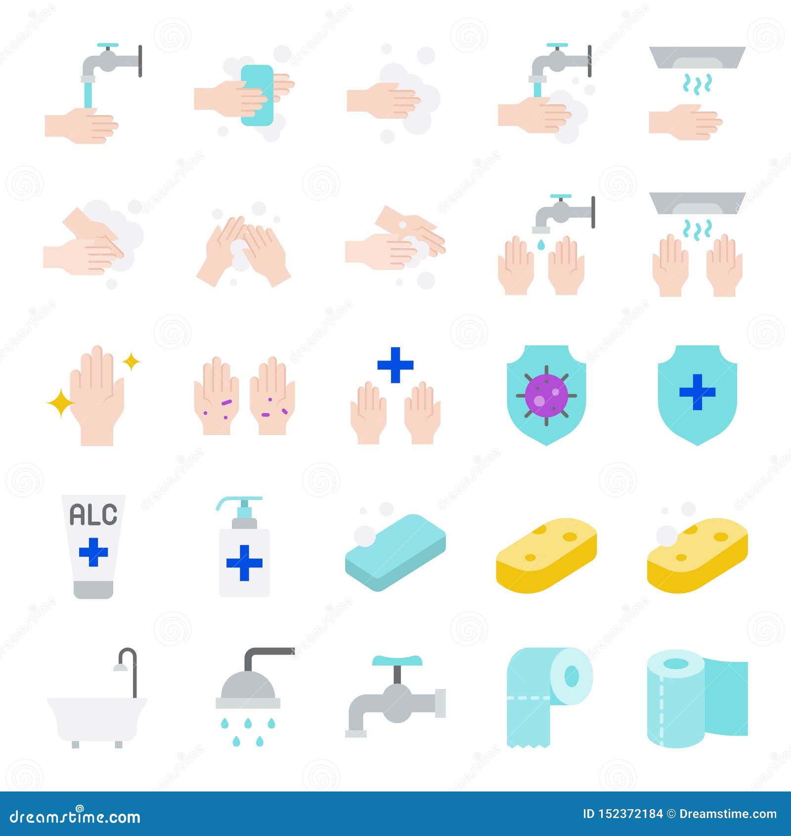 Bathroom Hygiene Vector Set, Flat Style Icon Stock Vector ...