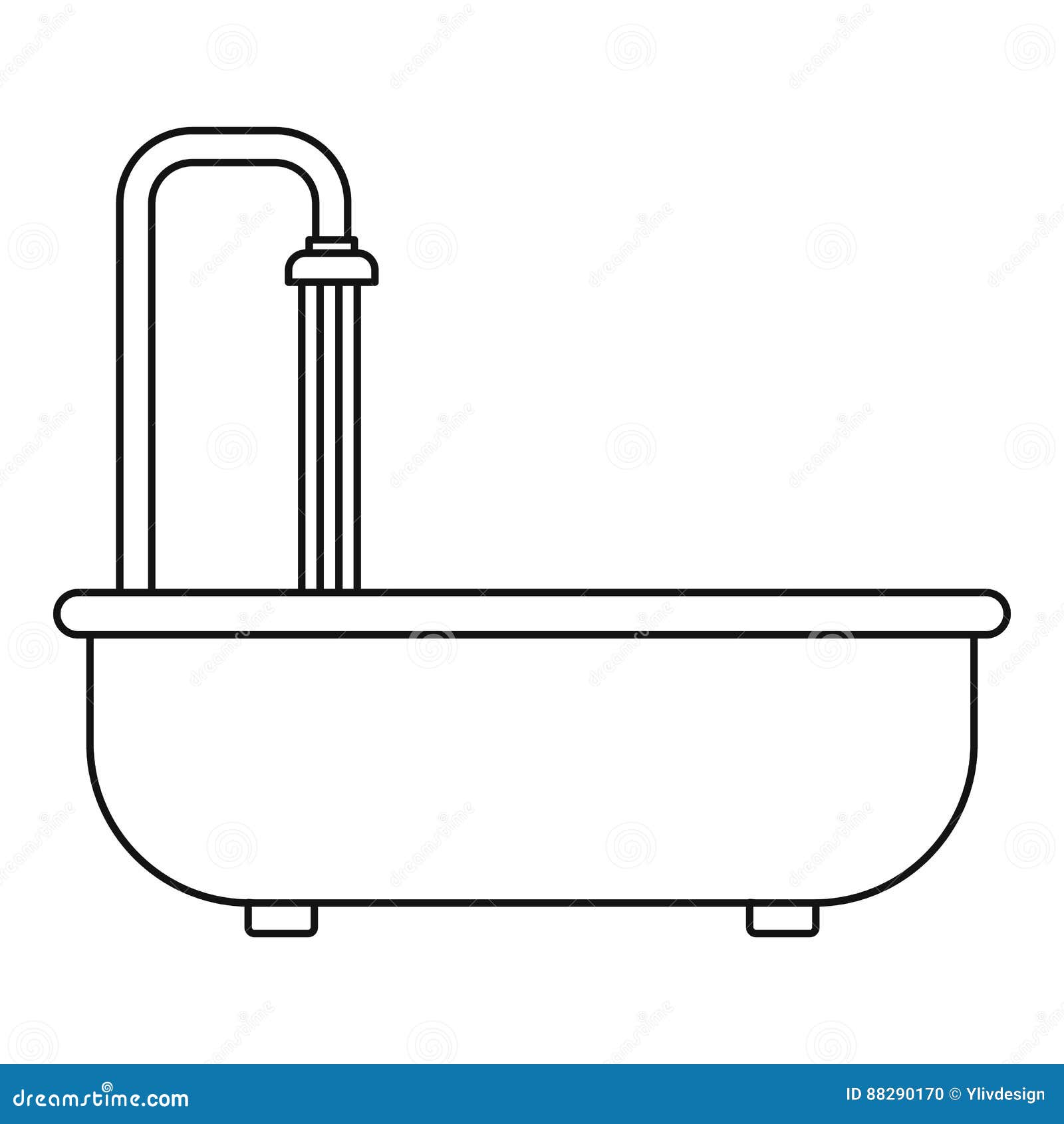 Bathroom Icon, Outline Style Stock Vector - Illustration of opened ...