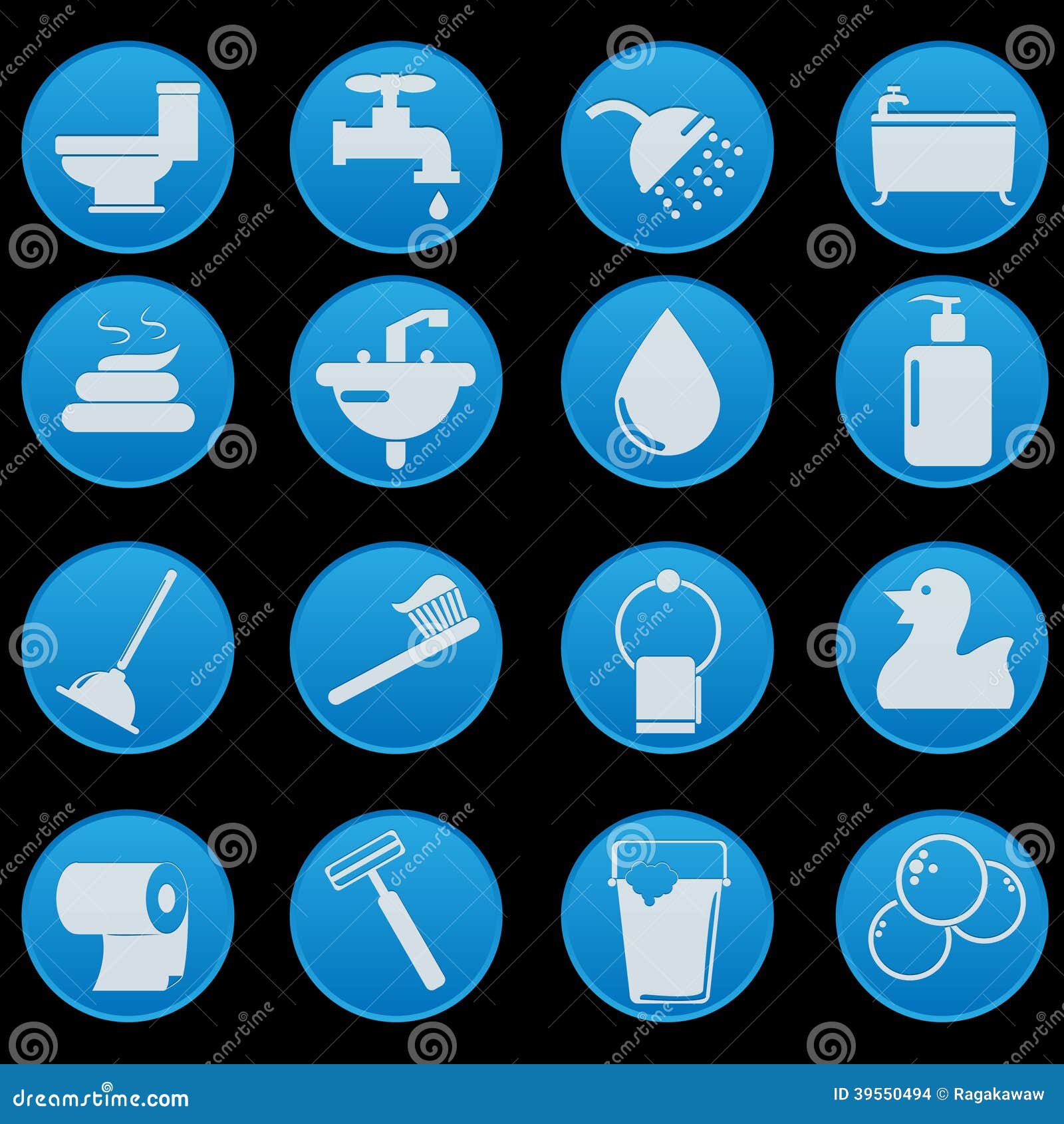 Bathroom Icon Set stock vector. Illustration of bathroom - 39550494