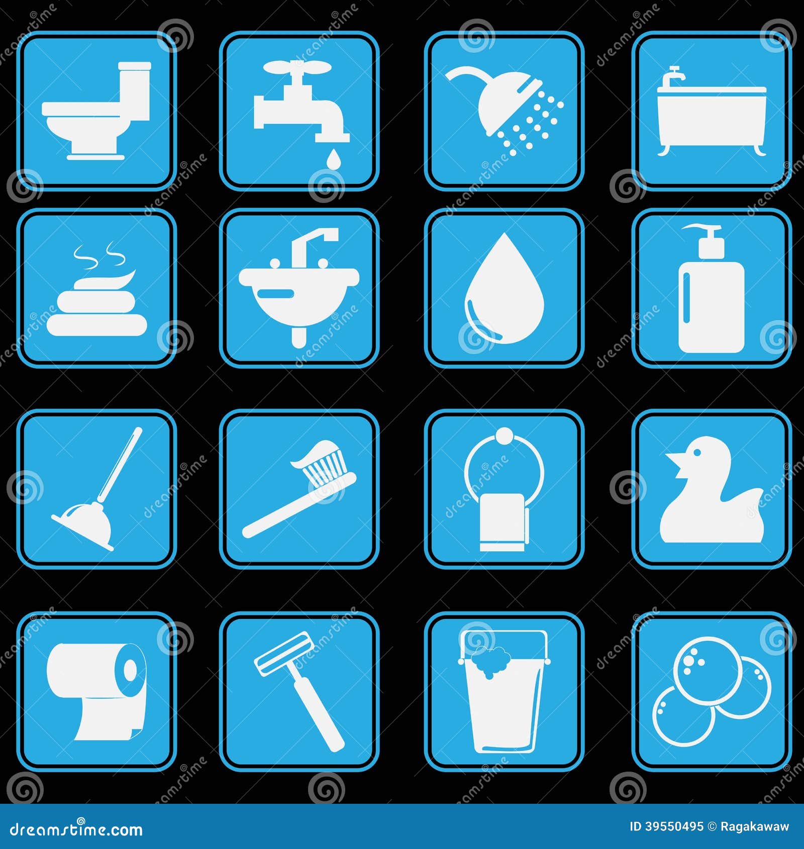 Bathroom Icon Set stock vector. Illustration of hands - 39550495