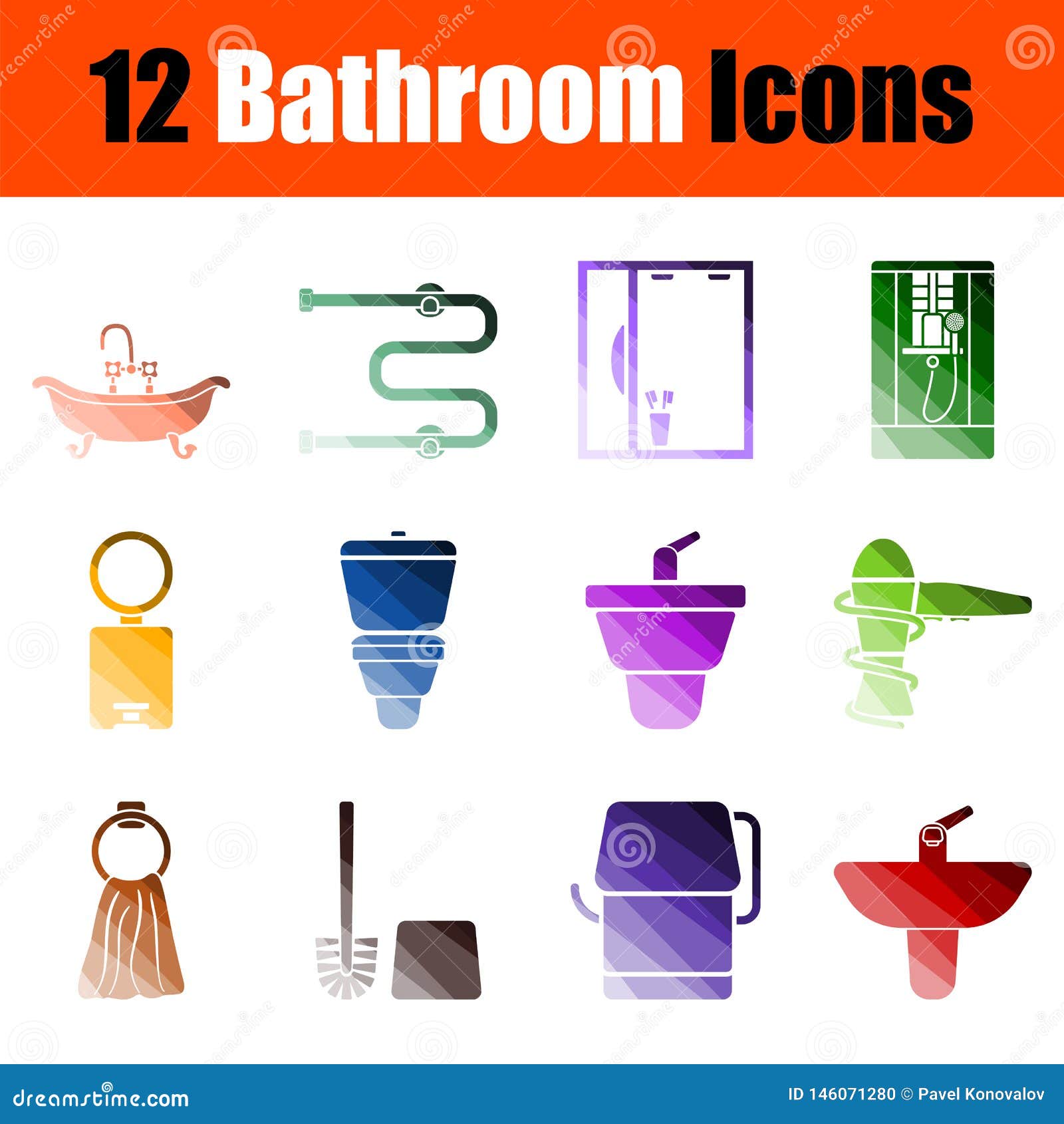 Bathroom Icon Set stock vector. Illustration of hygiene - 146071280