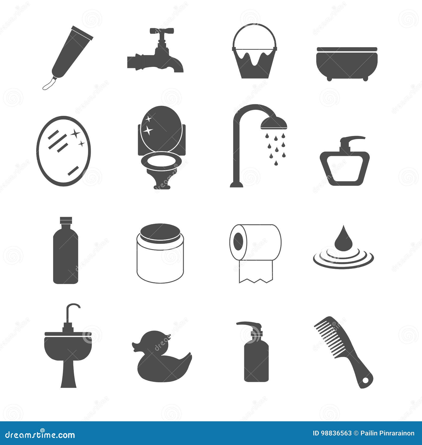 Bathroom icons set stock illustration. Illustration of plumbing - 98836563