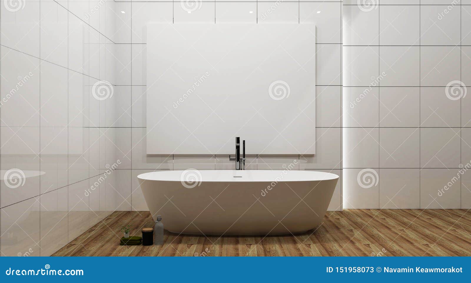 Bathroom Interior Bathtub and Frame Mock Up. 3d Rendering Stock ...