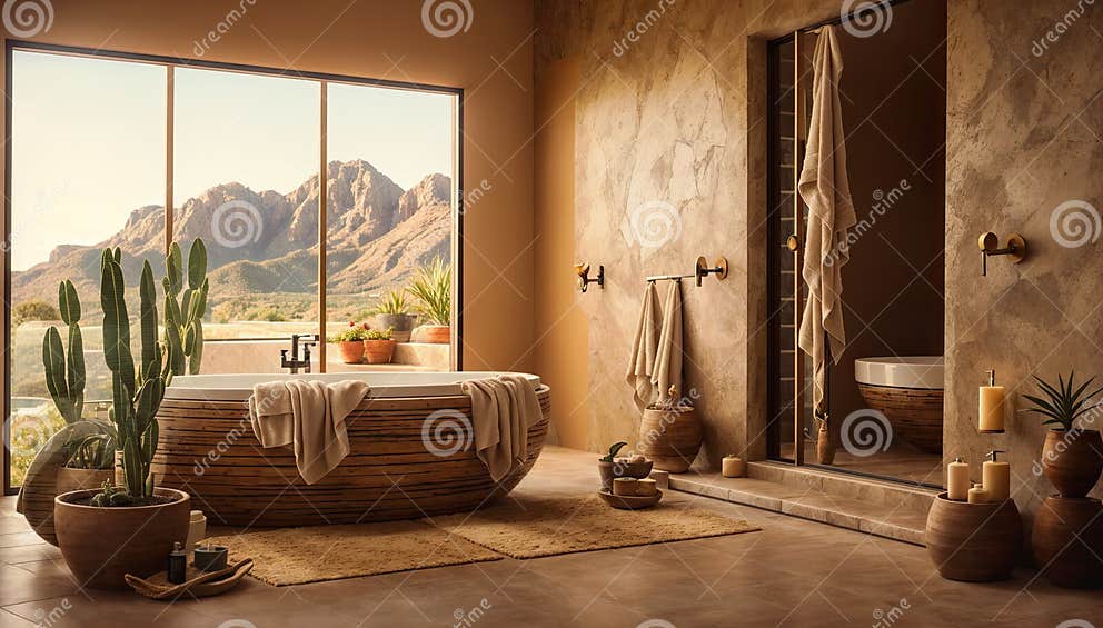 Bathroom Interior Design. 3d Rendering Concept of Spa Resort Stock ...