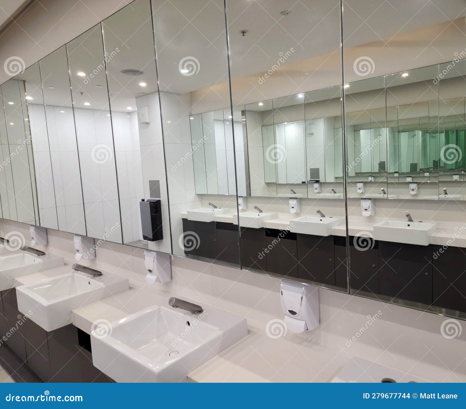 Bathroom Interior with Mirror Reflections during the Morning Stock ...