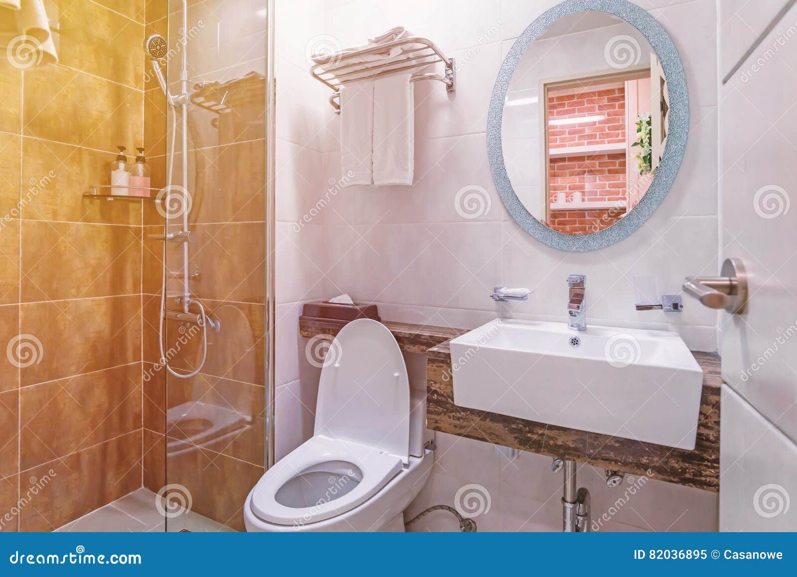 Bathroom Interior and Toilet in Modern Washroom Stock Image - Image of ...