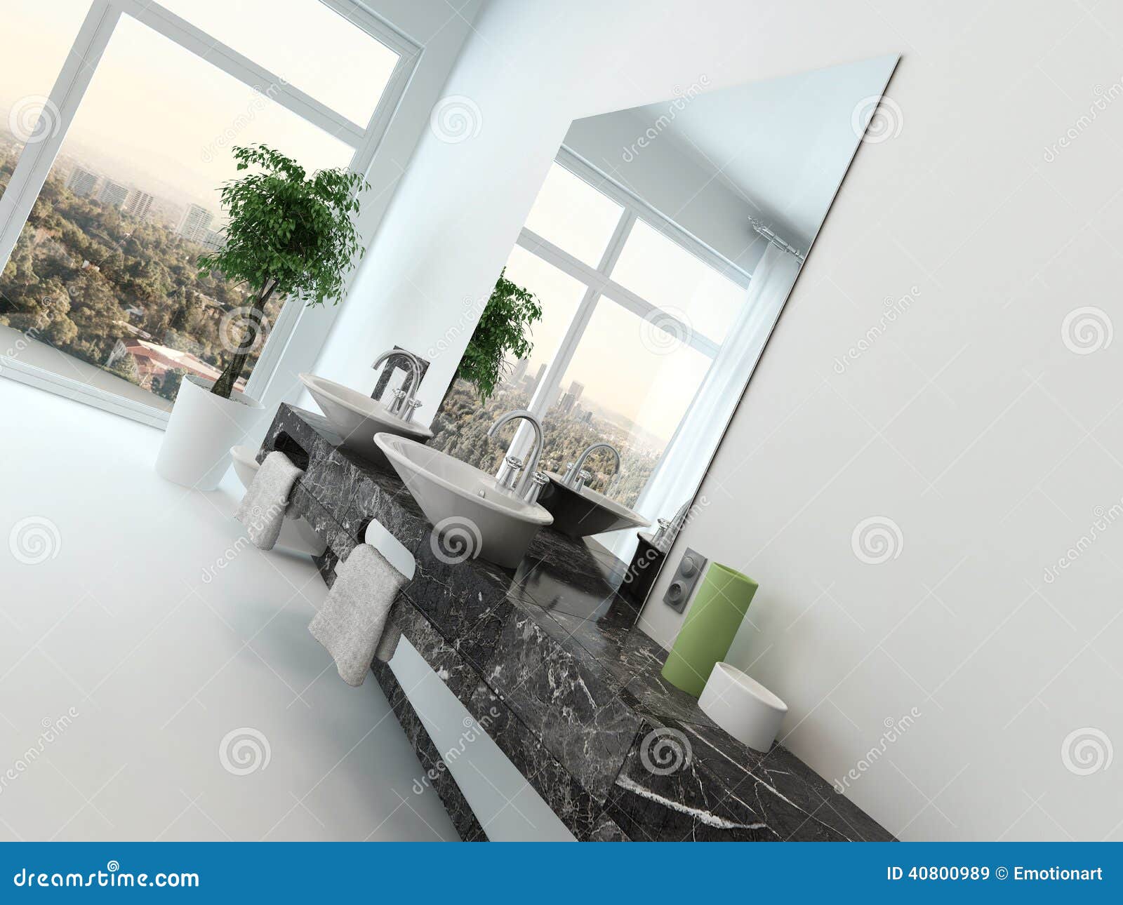 Bathroom Interior with Vanity and Hand Basin Stock Illustration ...