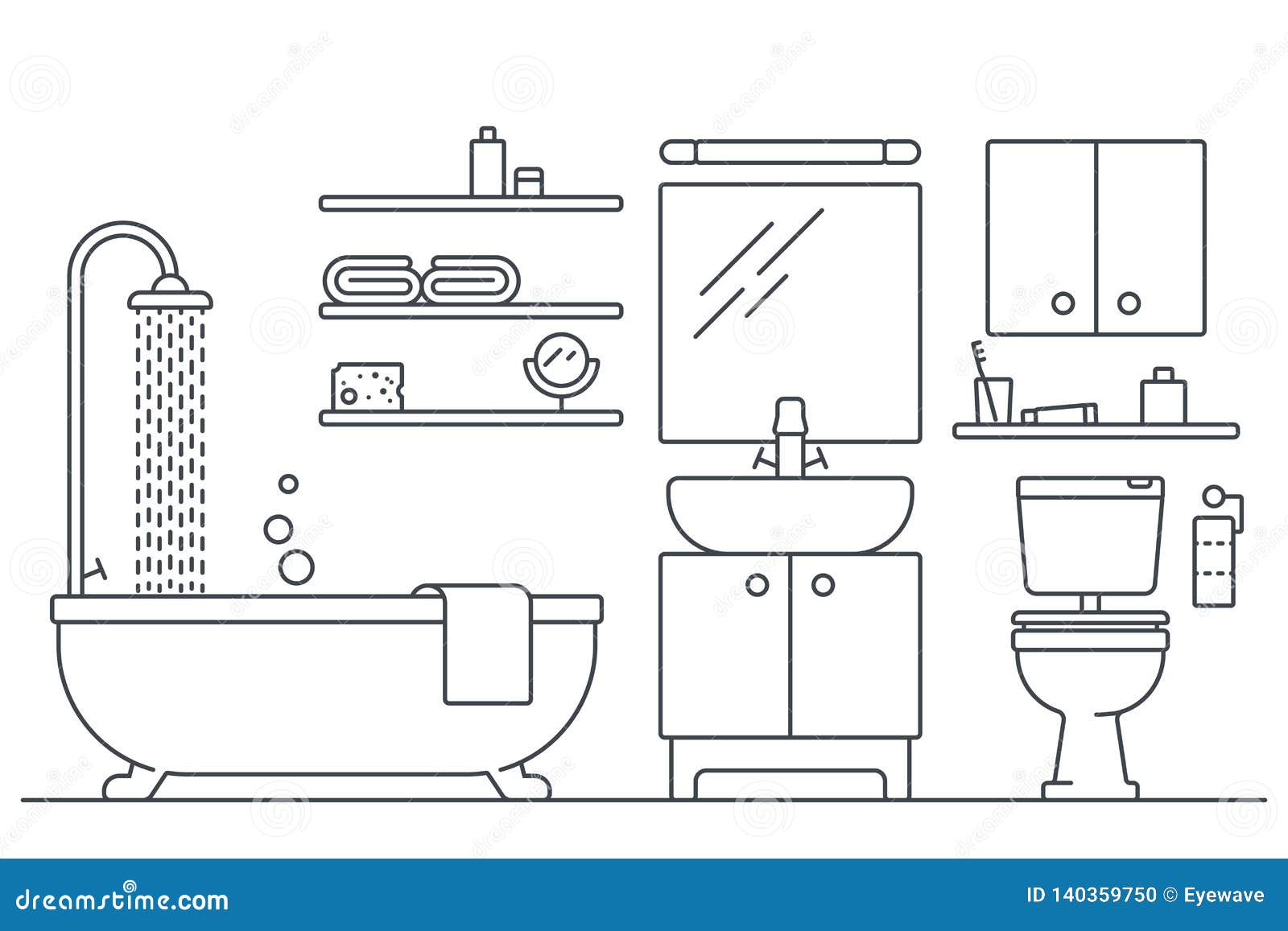 Bathroom Interior Vector Illustration Stock Vector Illustration Of