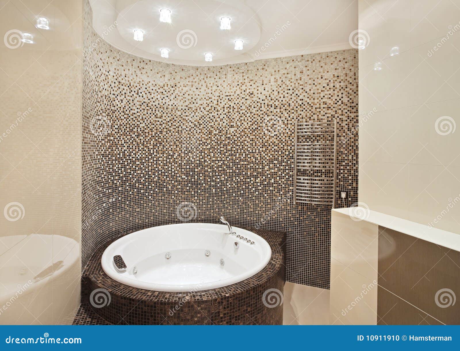 Bathroom with Jacuzzi and Mosaic Stock Photo - Image of ceiling, white ...