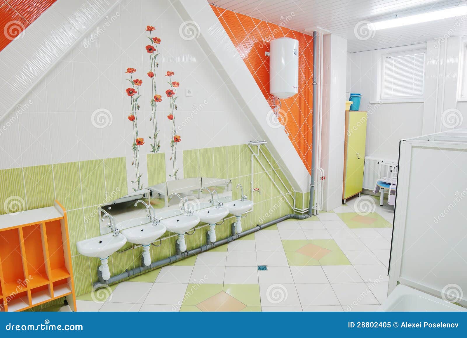 Bathroom in a kindergarten stock image. Image of bright - 28802405