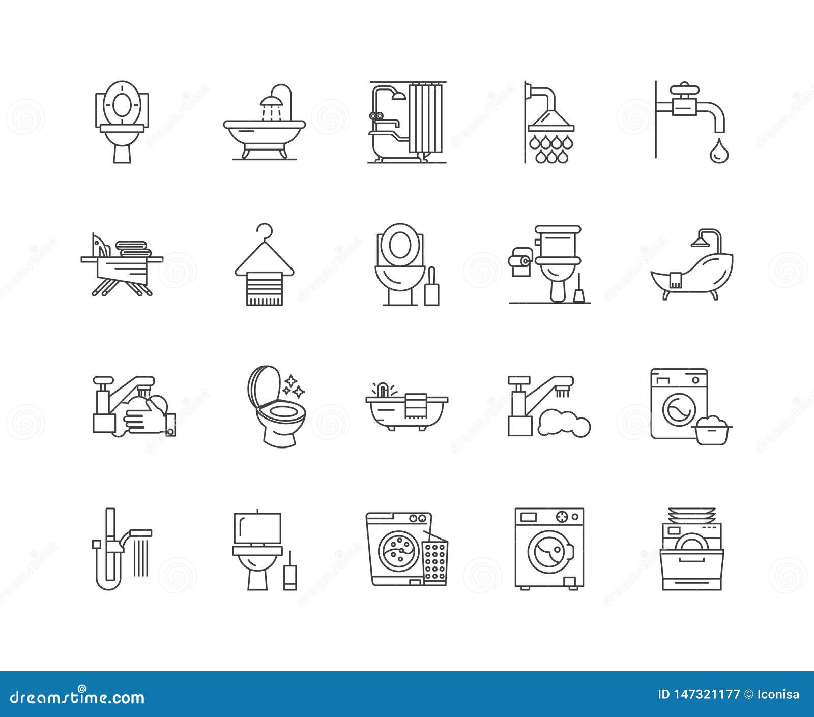 Bathroom Line Icons, Signs, Vector Set, Outline Illustration Concept ...