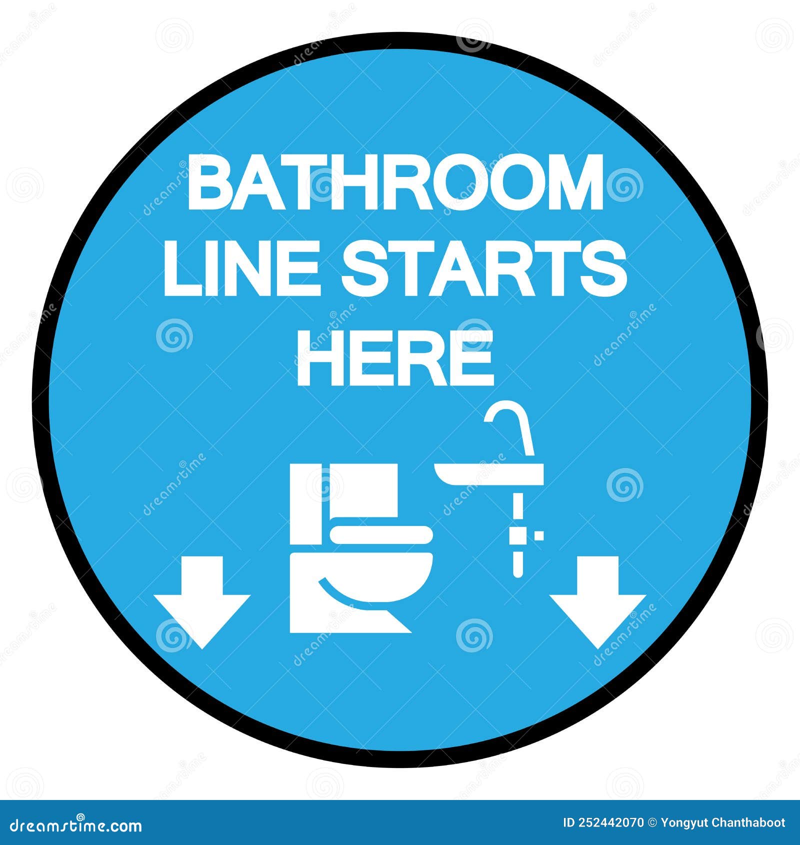 Bathroom Line Starts Here Symbol Sign, Vector Illustration, Isolate on ...