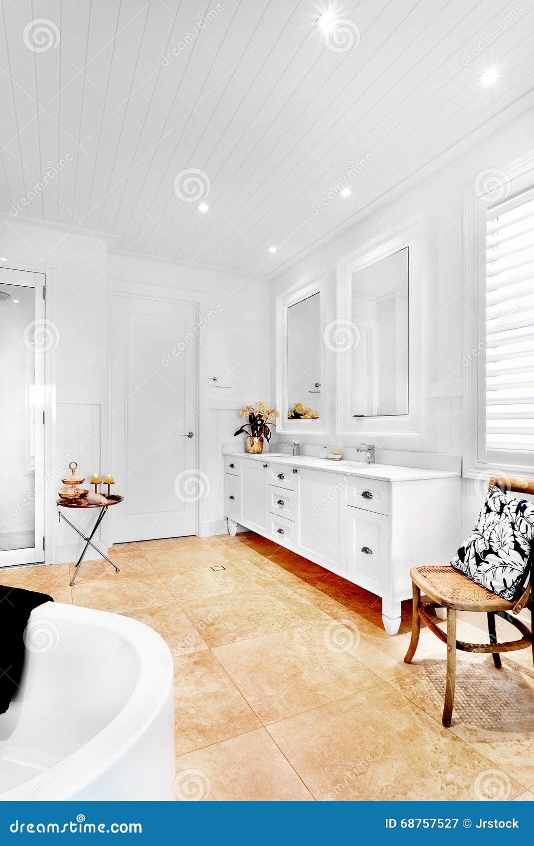 Bathroom of Luxury House Having Empty Bath Tub Stock Image - Image of ...