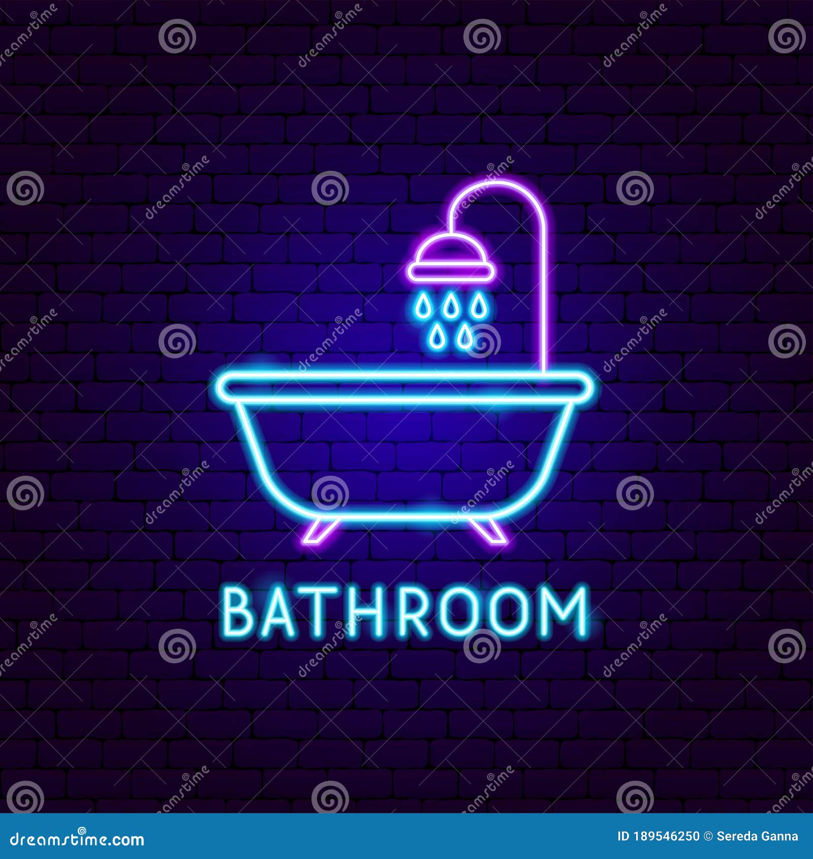 Bathroom Neon Label stock vector. Illustration of destination - 189546250