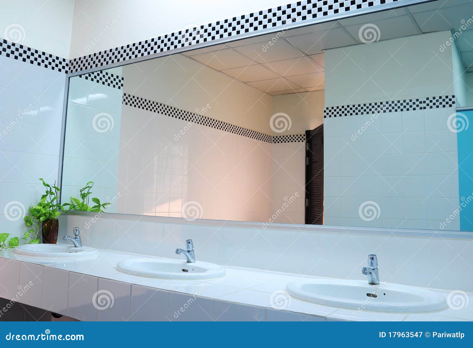 Bathroom at Office.Handbasin and Mirror in Toilet Stock Image - Image ...
