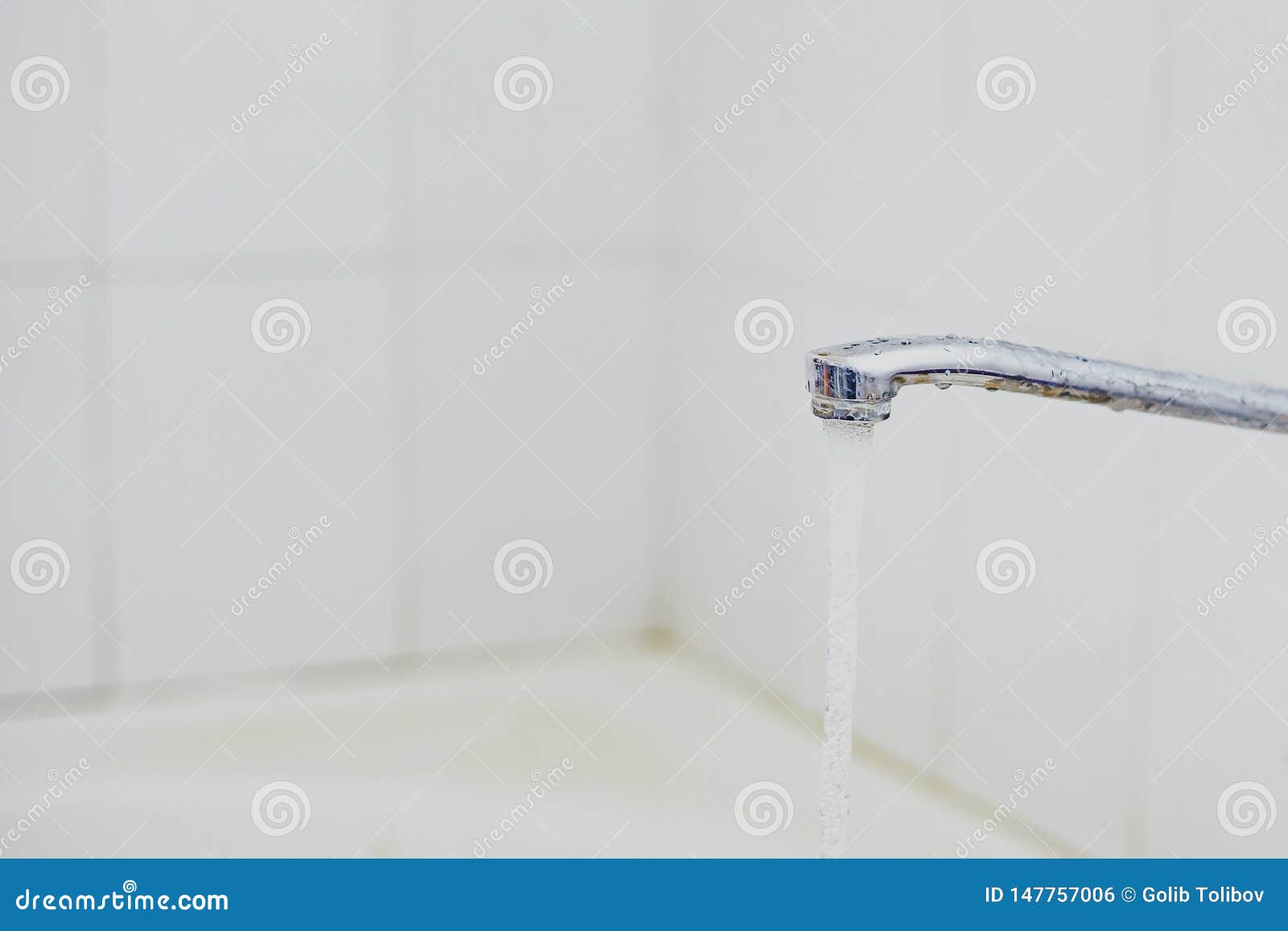 Bathroom. Open Bath Water Tap with Running Water Stock Photo - Image of ...
