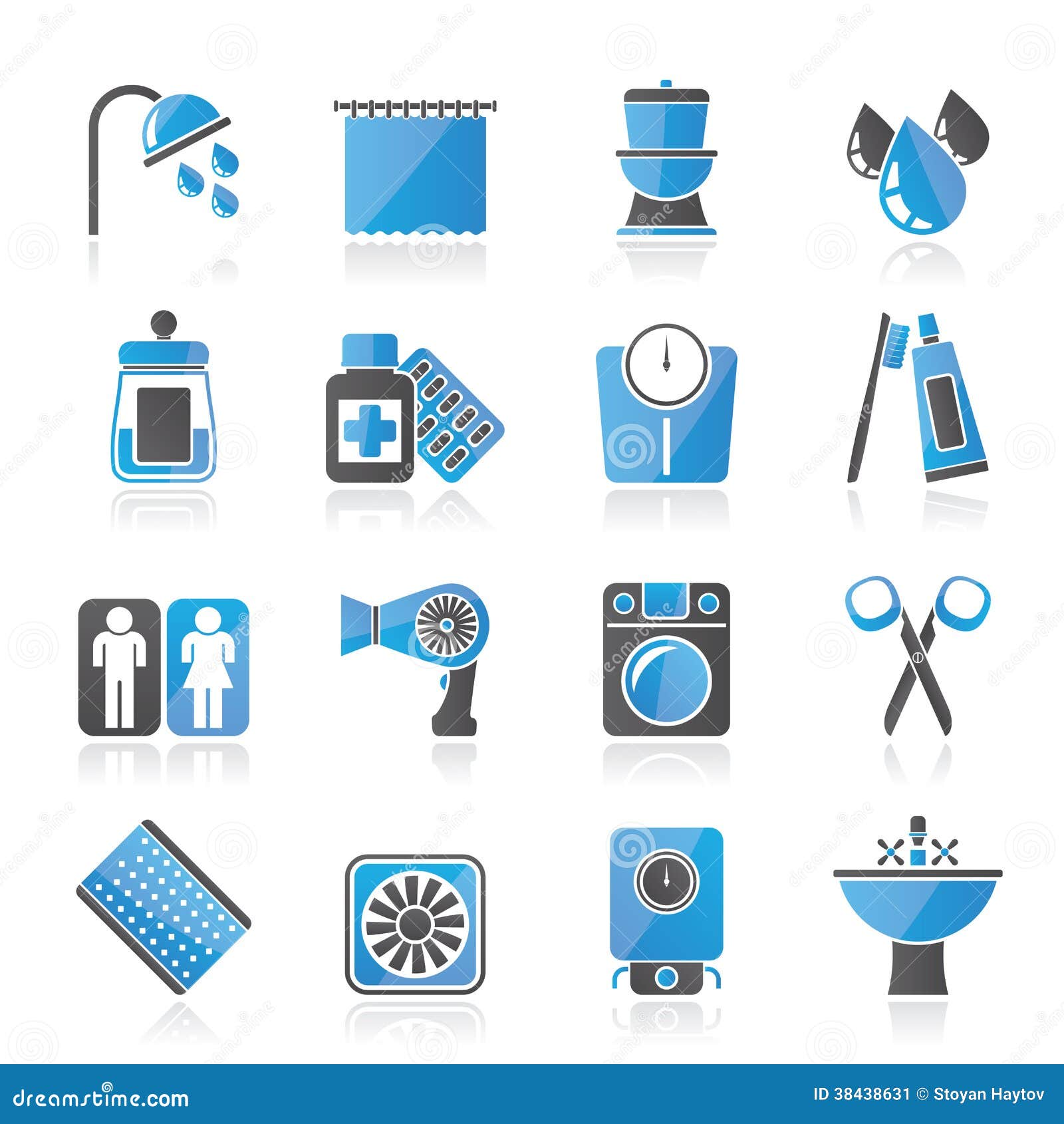 Set Of Bathroom And Personal Hygiene Icons Cartoon Vector ...