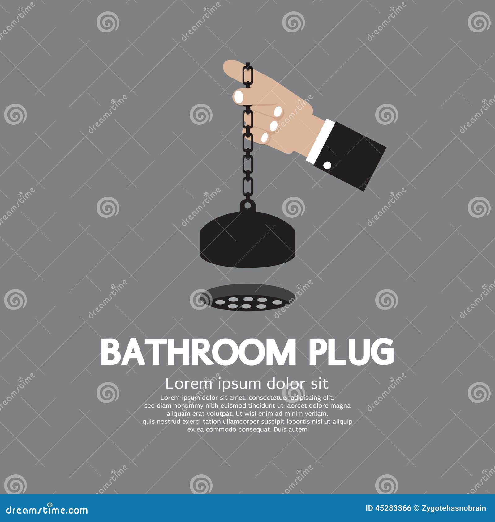 Bathroom Plug with Chain stock vector. Illustration of lavatory - 45283366