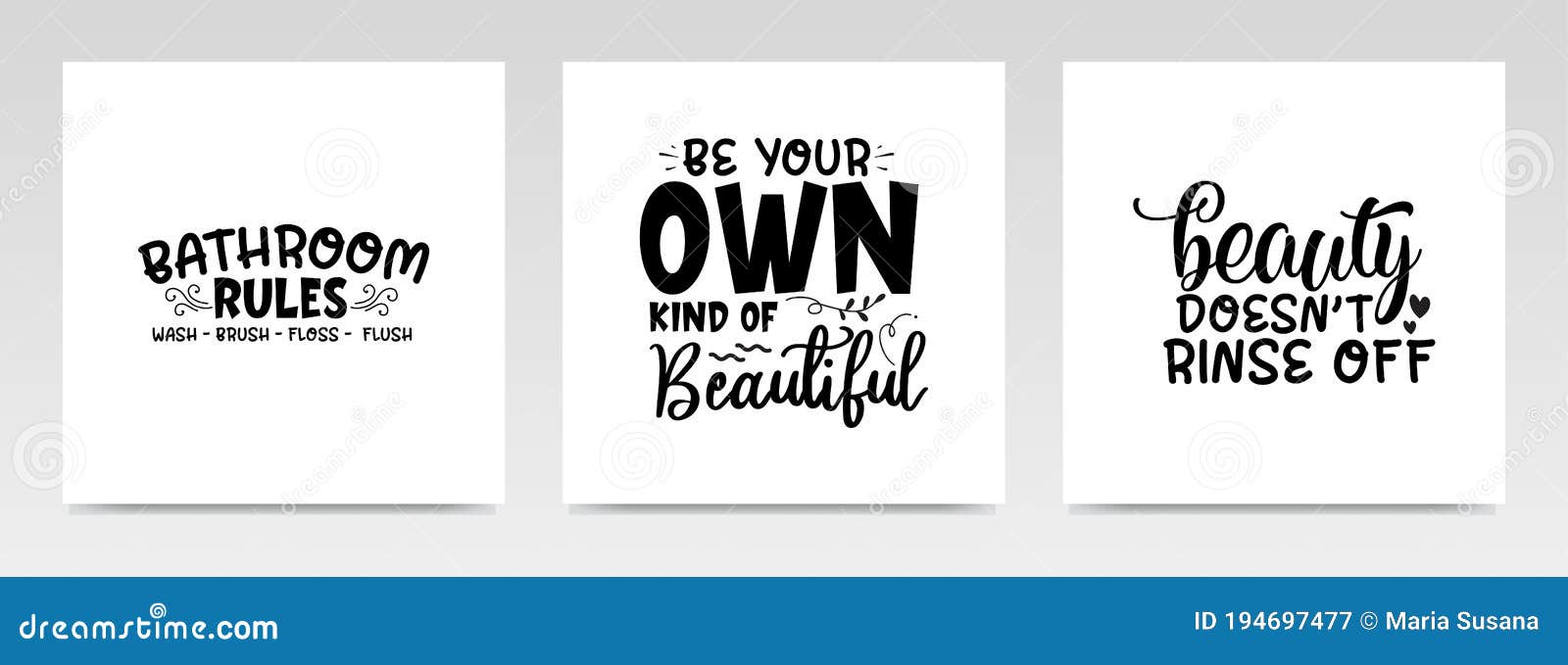 Bathroom Quotes Letter Typography Set Illustration Stock Vector ...