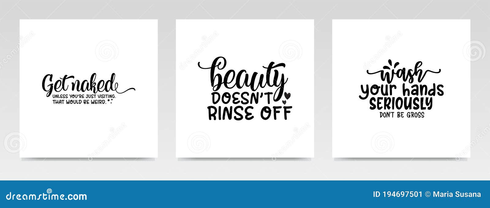Bathroom Quotes Letter Typography Set Illustration Stock Vector ...