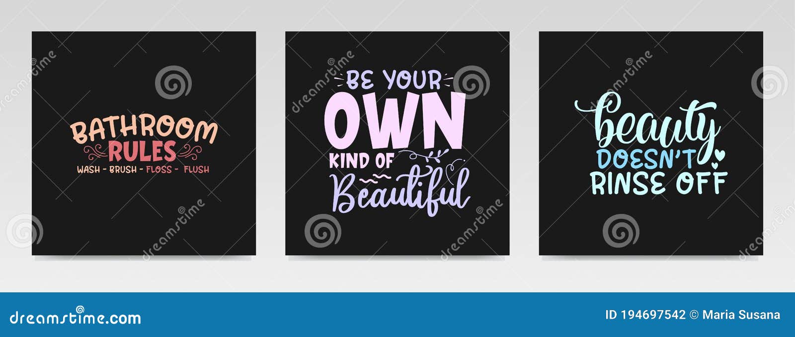 Bathroom Quotes Letter Typography Set Illustration Stock Vector ...